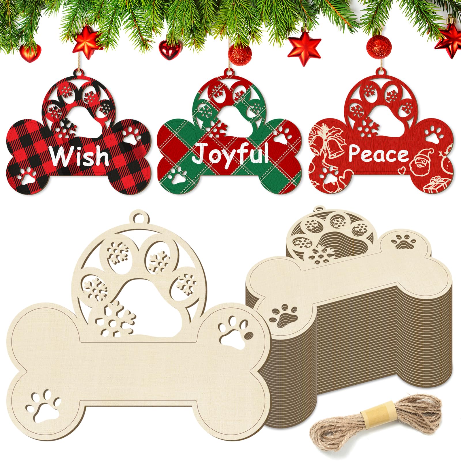 Amazon.com: 36 Pcs Christmas Dog Bone Ornaments for Christmas Tree ...