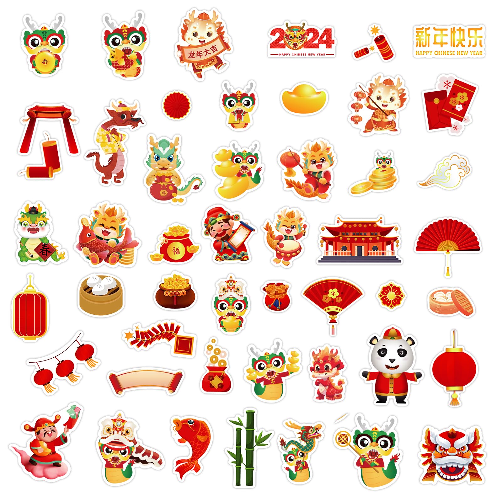 Amazon.com: WhatSign 50pcs Chinese New Year Stickers for Kids Lunar New ...