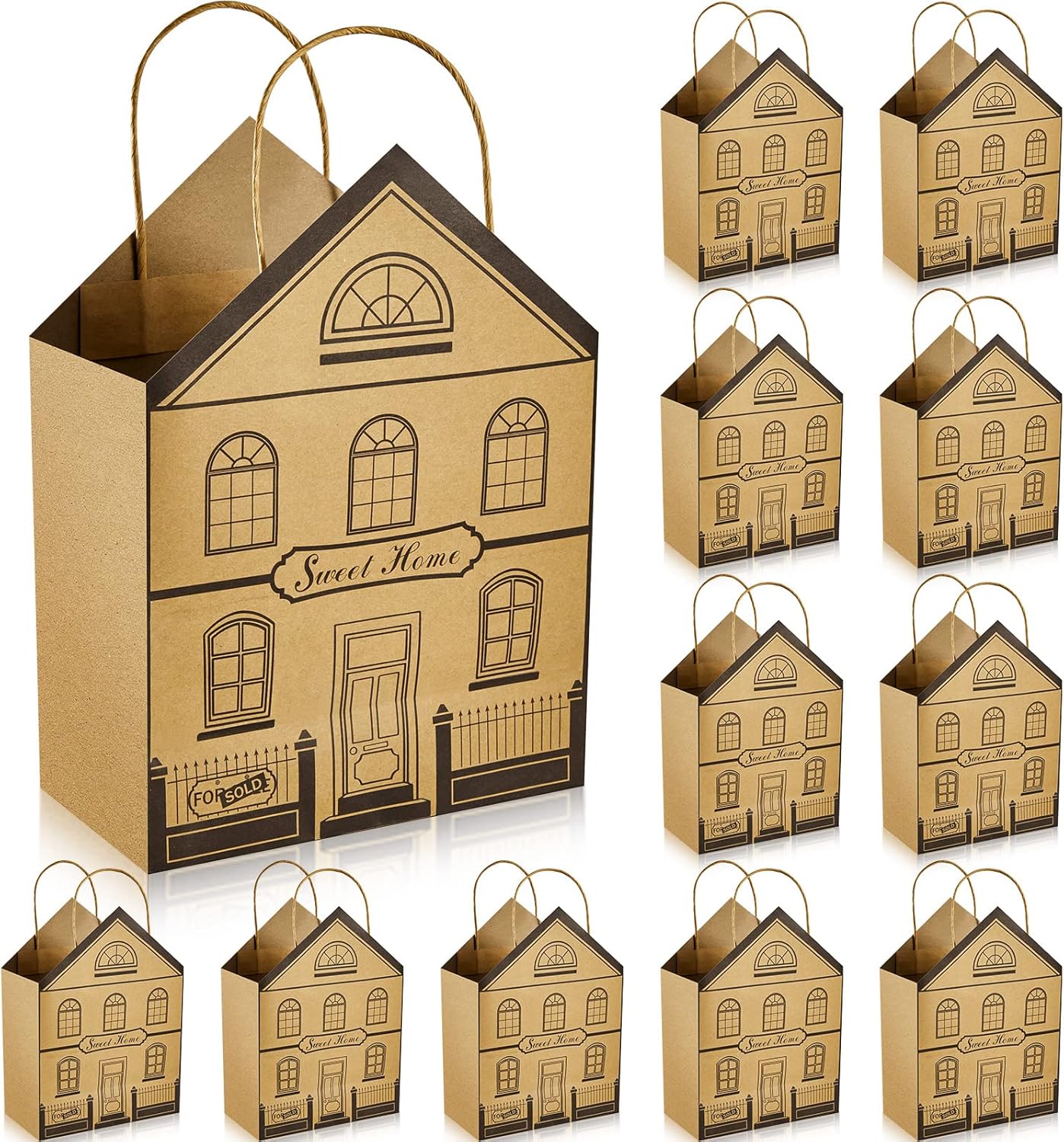 Amazon.com: 12 Pieces House Shaped Gift Bags Paper Gift Bags with ...
