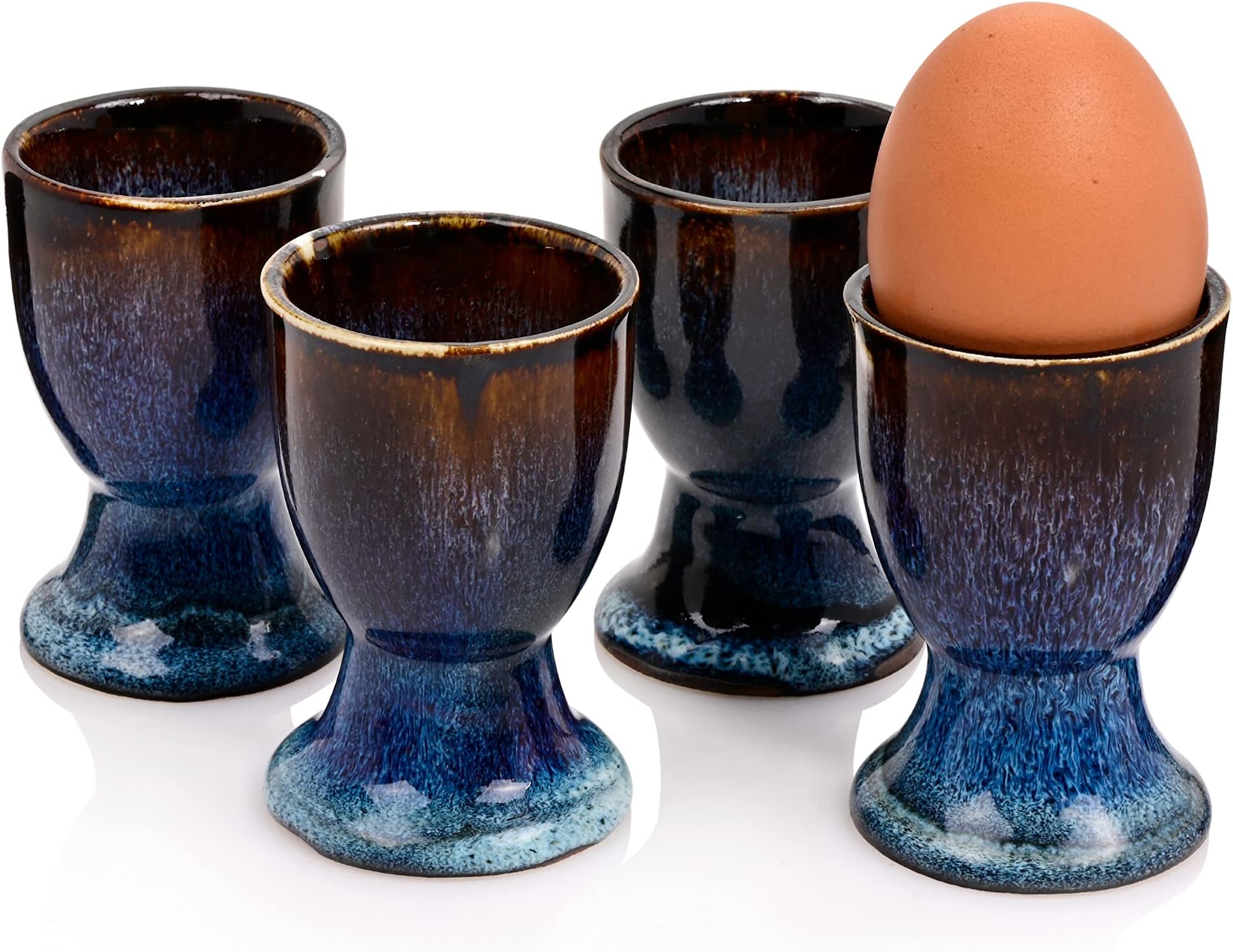 BITZ Eierbecher Schwarz Matt, Hübsches Eierbecher Set aus Steingut ...