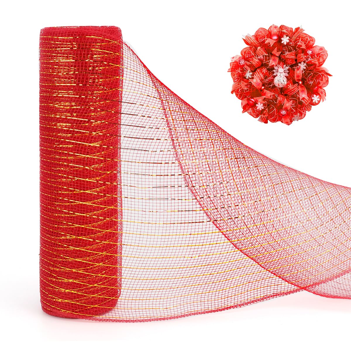 Snapklik.com : Red Mesh Ribbon For Wreaths Red Deco Mesh 10 Inch Rolls ...