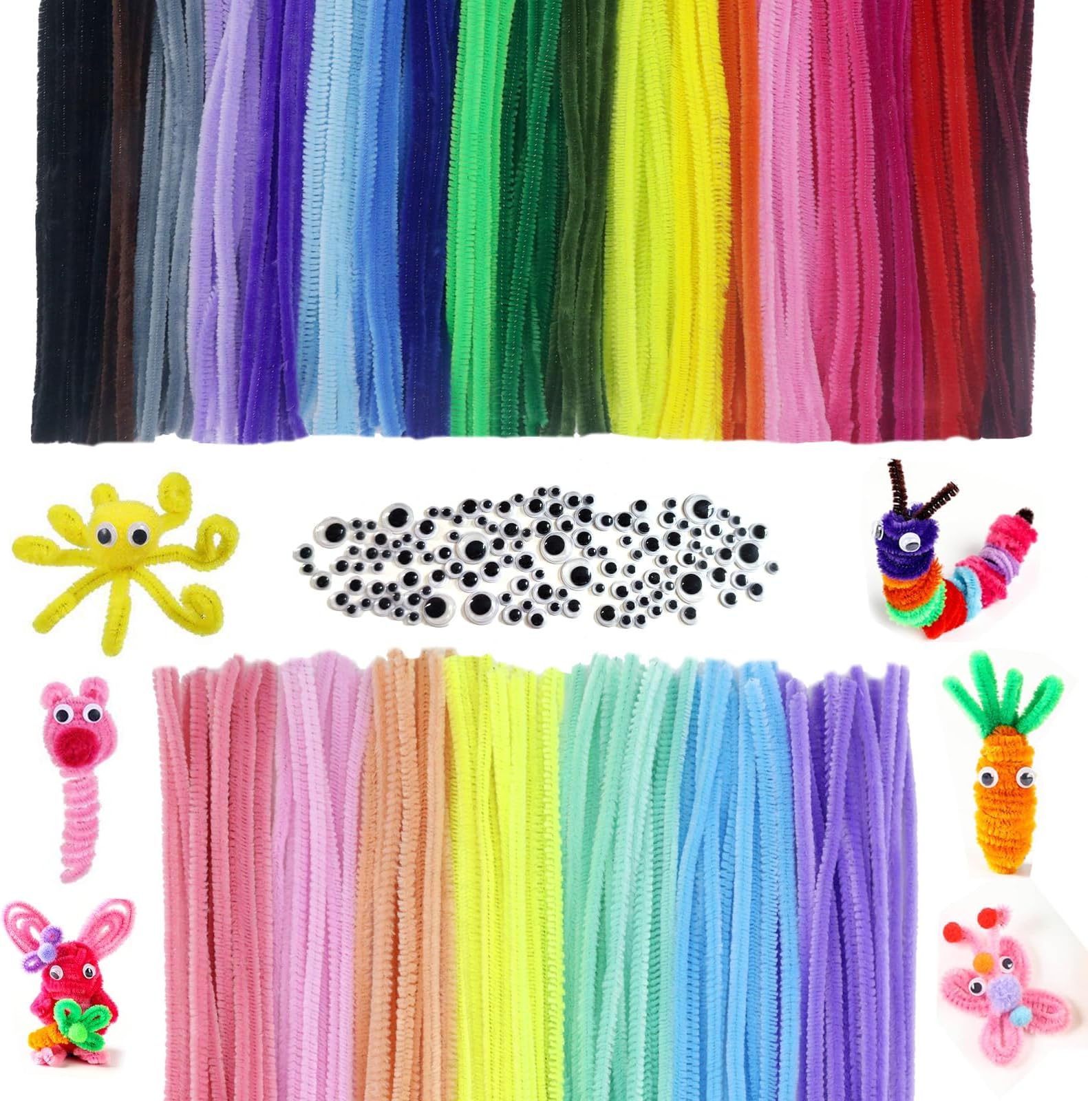 NouveLife Lot de 300 Fils Chenille Cure-Pipes Tiges de Chenille 6 mm x ...