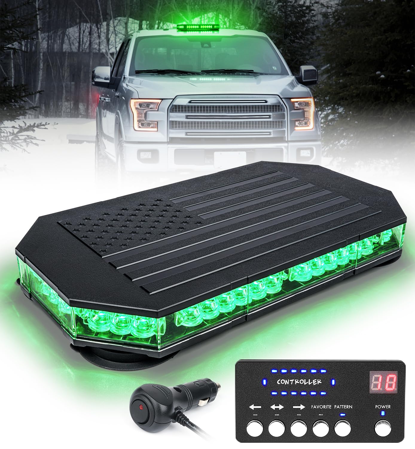 Snapklik.com : LUMENIX Green LED Rooftop Strobe Beacon Lights Magnetic ...