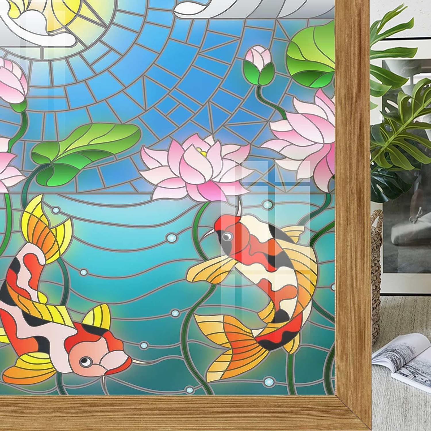 Amazon.com: RevoLue Stained Glass Frosted Window Film Koi Fish Stained ...