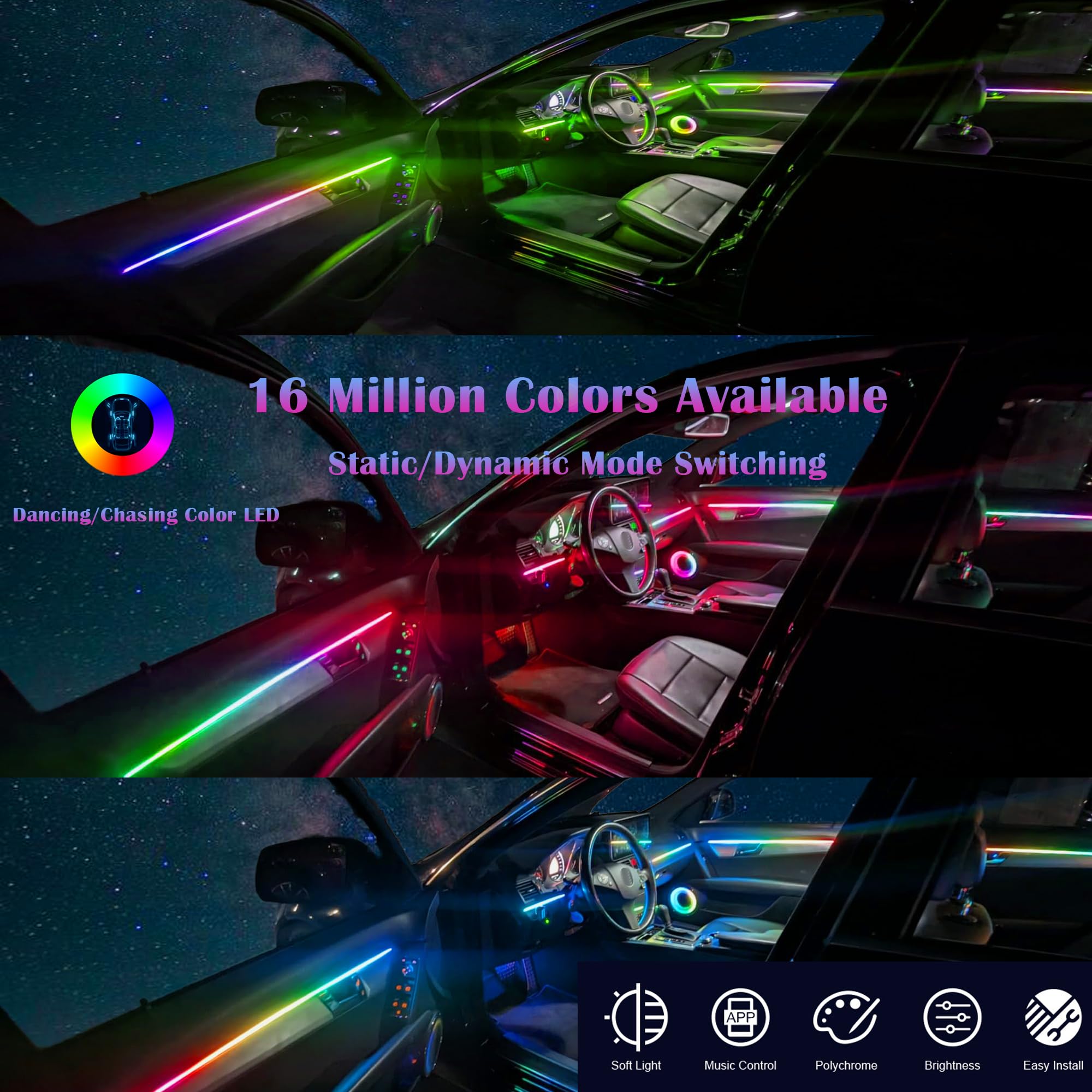 Snapklik.com : Dreamcolor Acrylic Interior Car LED Strip Light, RGB 10 ...