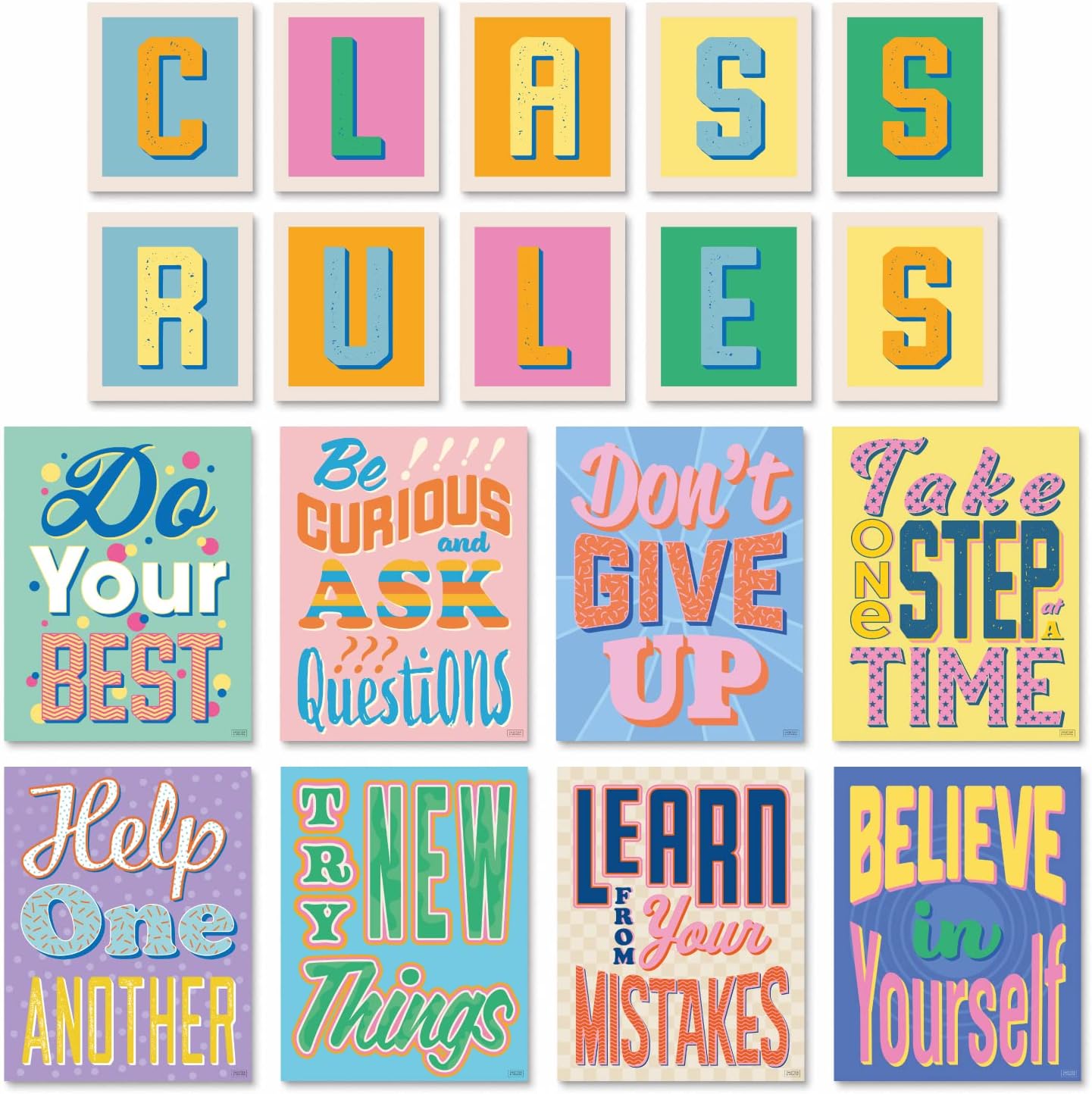 Sweetzer & Orange Set of 8 Education Rules Posters w/CLASS RULES ...