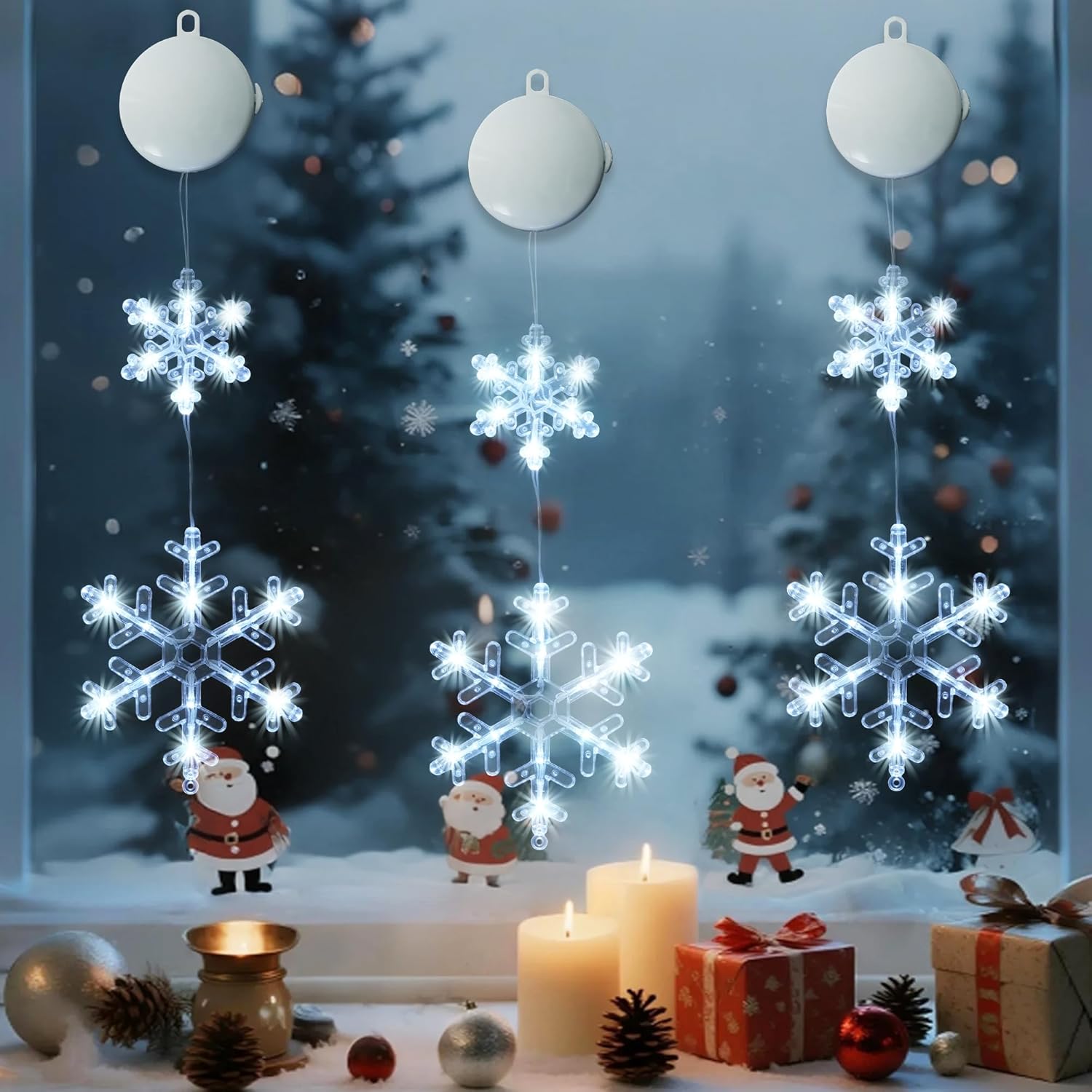 JMEXSUSS 3 Pack Snowflake Christmas Window Decorations Lights ...
