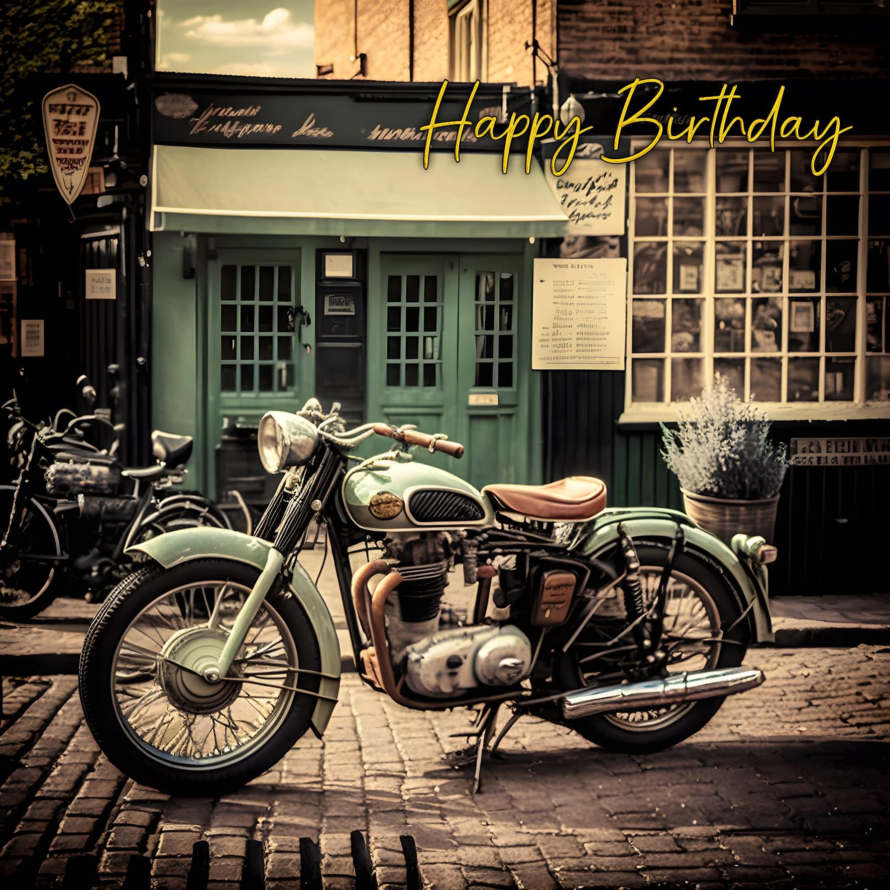 Vintage Classic Motorbike Birthday Card : Amazon.co.uk: Stationery ...