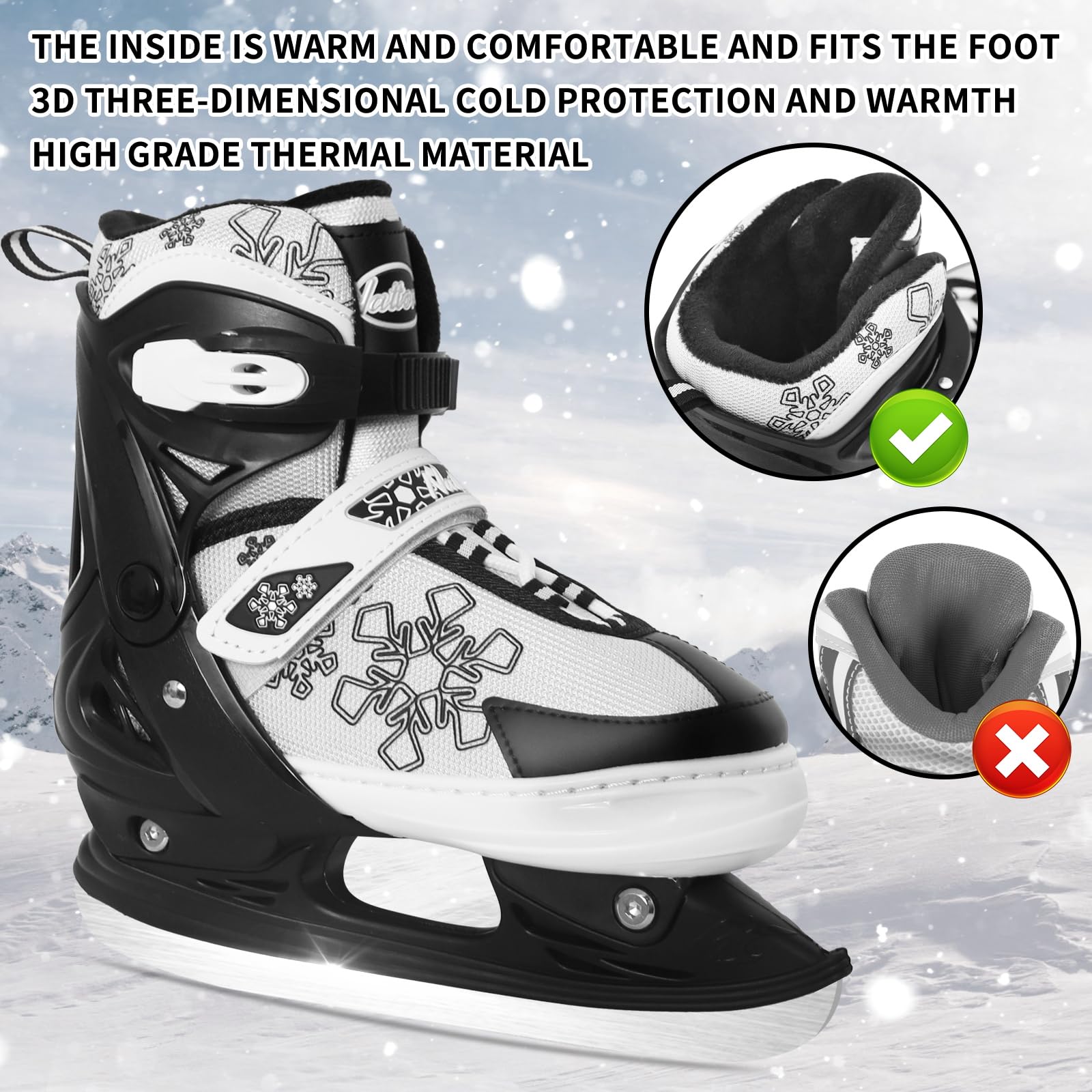 Snapklik.com : Nattork Black Ice Skates For Kids, Boys And Girls ...