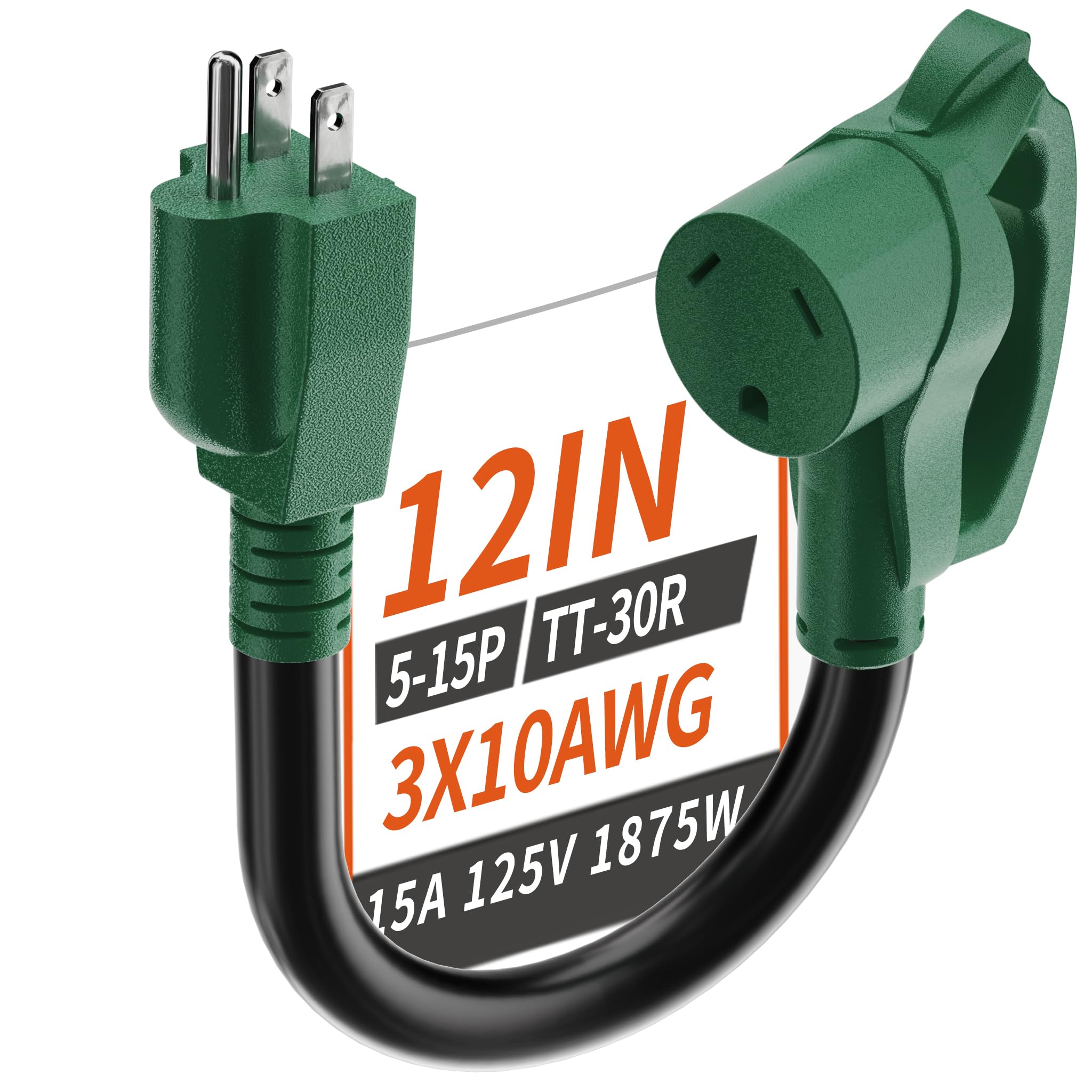 Snapklik.com : 12 Inch RV 30 Amp To 110 Adapter, 10/3 Gauge Heavy Duty ...