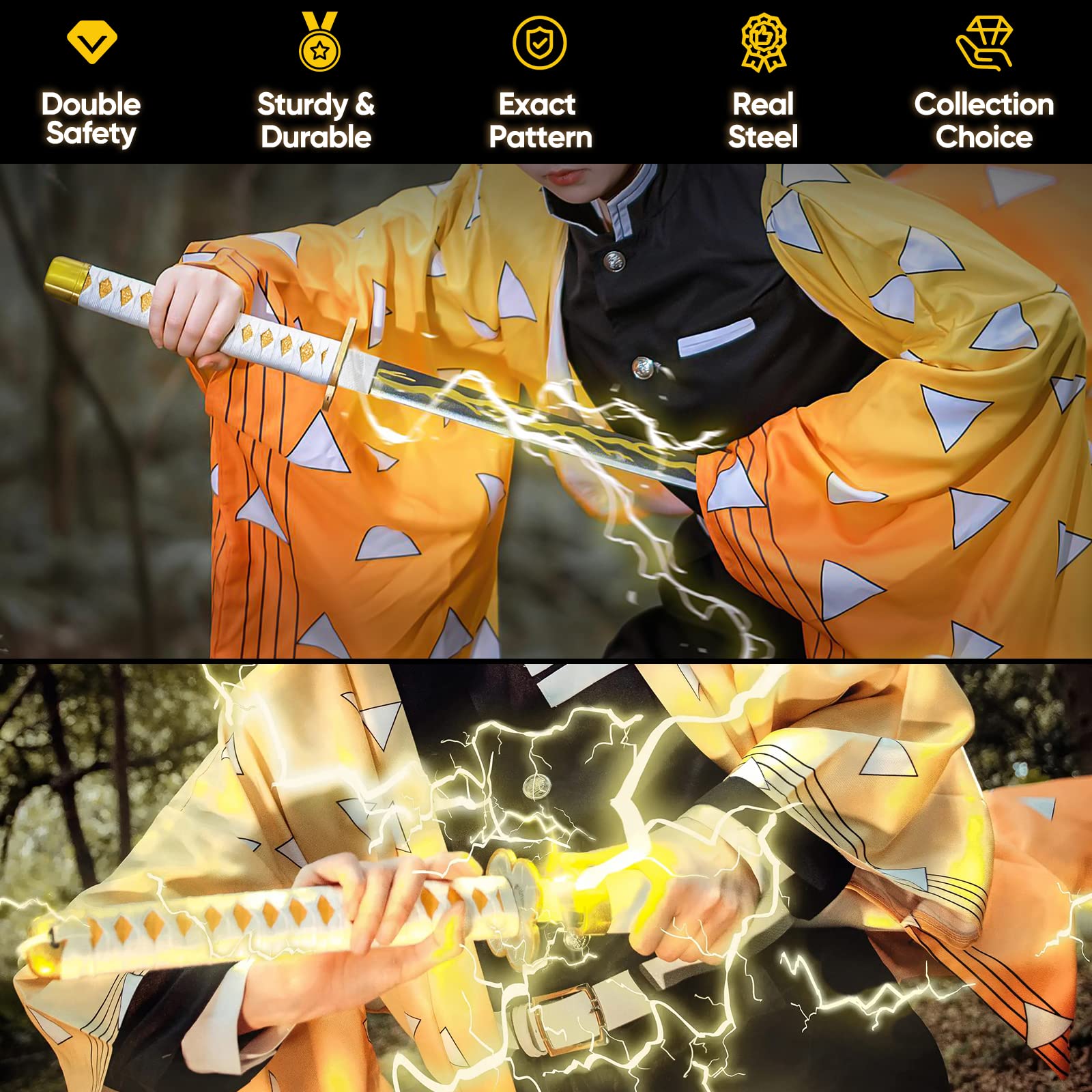 Buy CosgodRoll Handmade Demon Slayer Sword, 41 inches 1045/1060 Forged ...