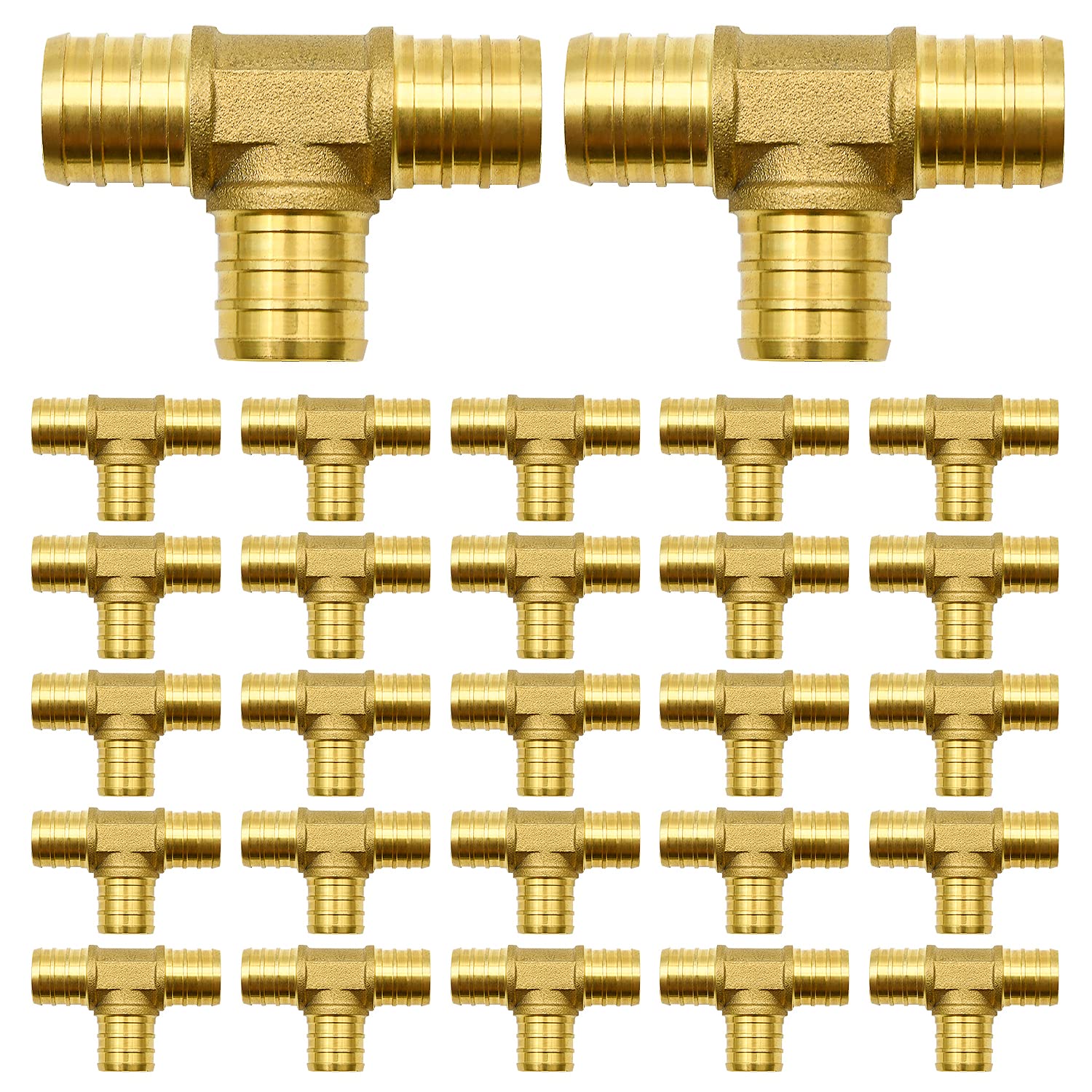 Amazon.com: 25 Pack 3/4" PEX Fittings, PEX Tee Fittings, Brass PEX ...