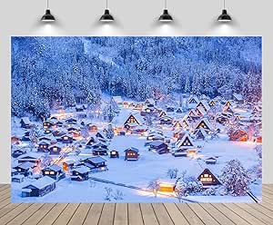 Amazon.com : CHNYWORK 6ftx4ft Winter Village Landscape Backdrop ...