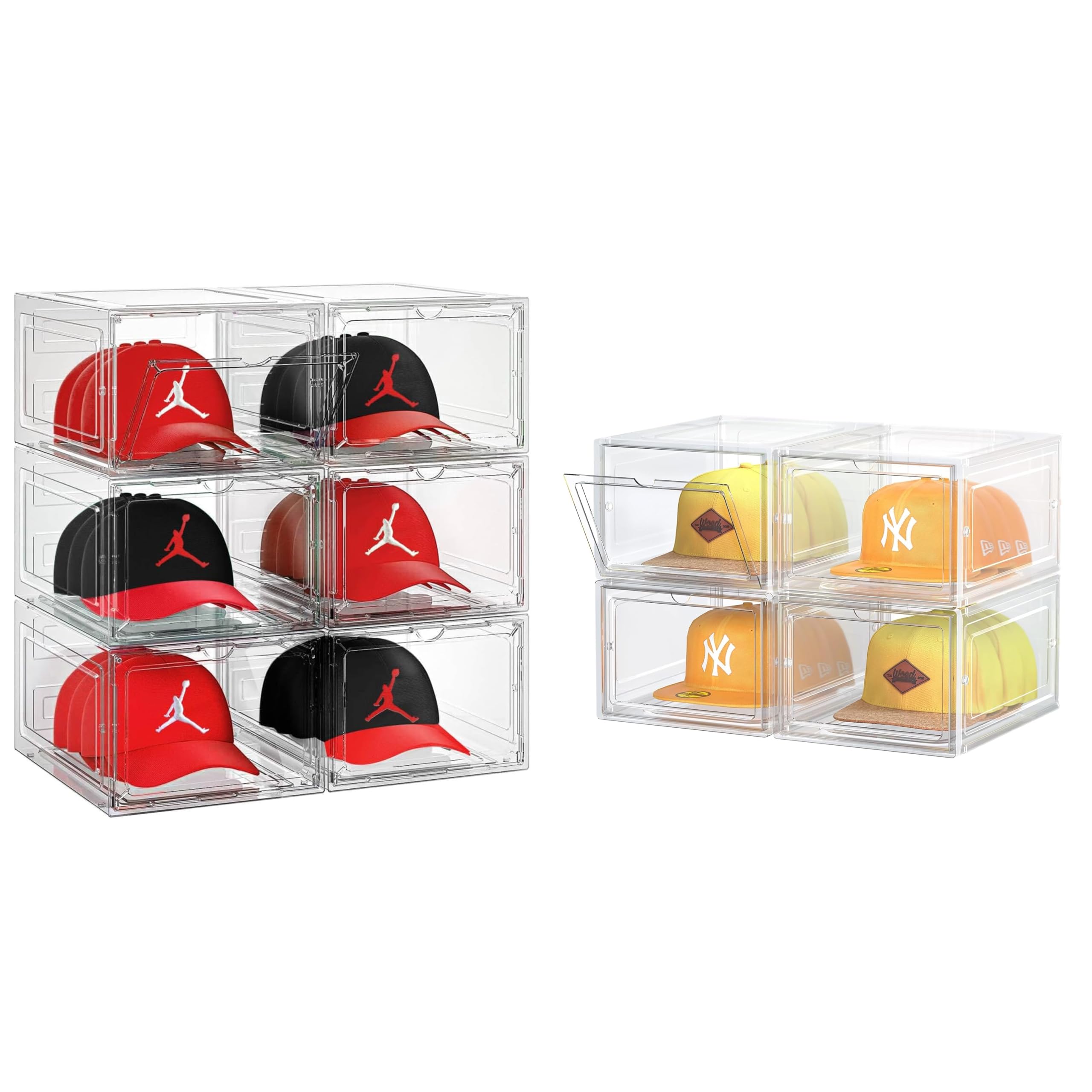 Amazon.com - SCAVATA 10 Pack Hat Organizer Box, Stackable Clear ...