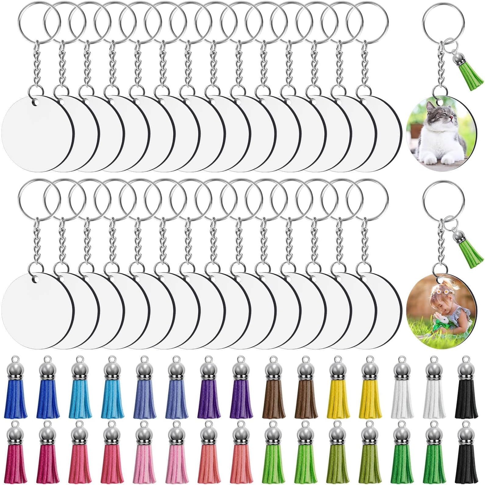Amazon.com: Acrylic Keychain Blanks, Audab 120pcs Blank Keychains for ...