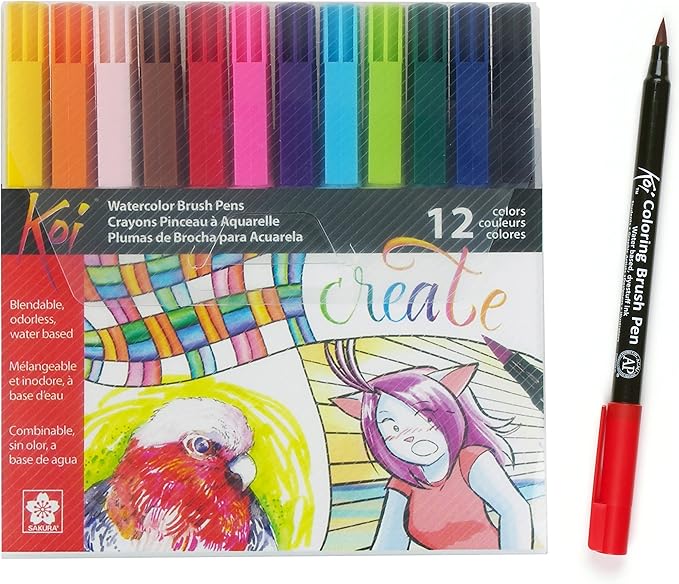 Amazon.com: SAKURA Koi Coloring Brush Pens - Watercolor Brush Pen Set ...