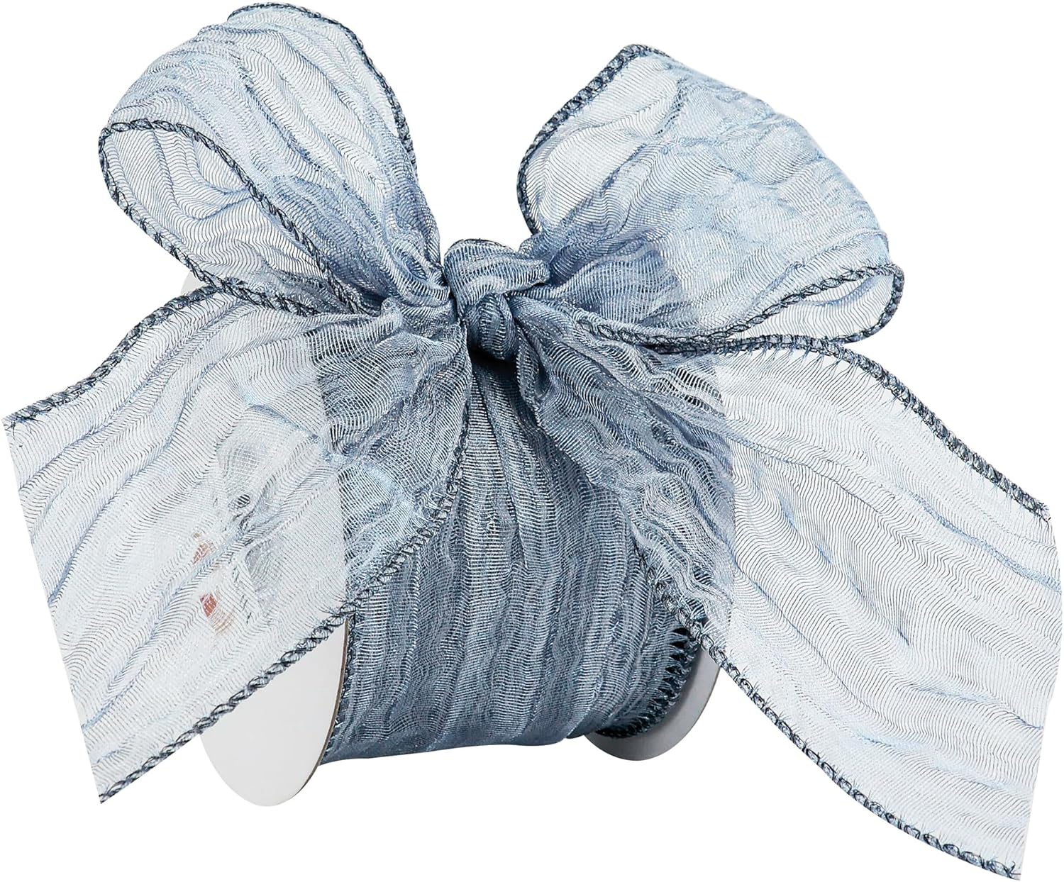 Amazon.com: HUIHUANG Blue Wire Ribbon 2.5 inch Metallic Crinkle Dusty ...