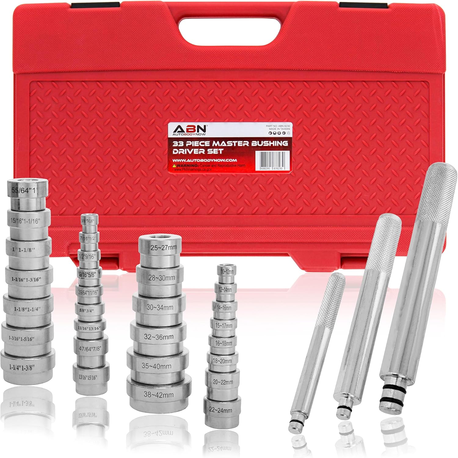 Amazon.com: ABN Master Bushing Driver 33-Piece Set – Metric & Standard ...