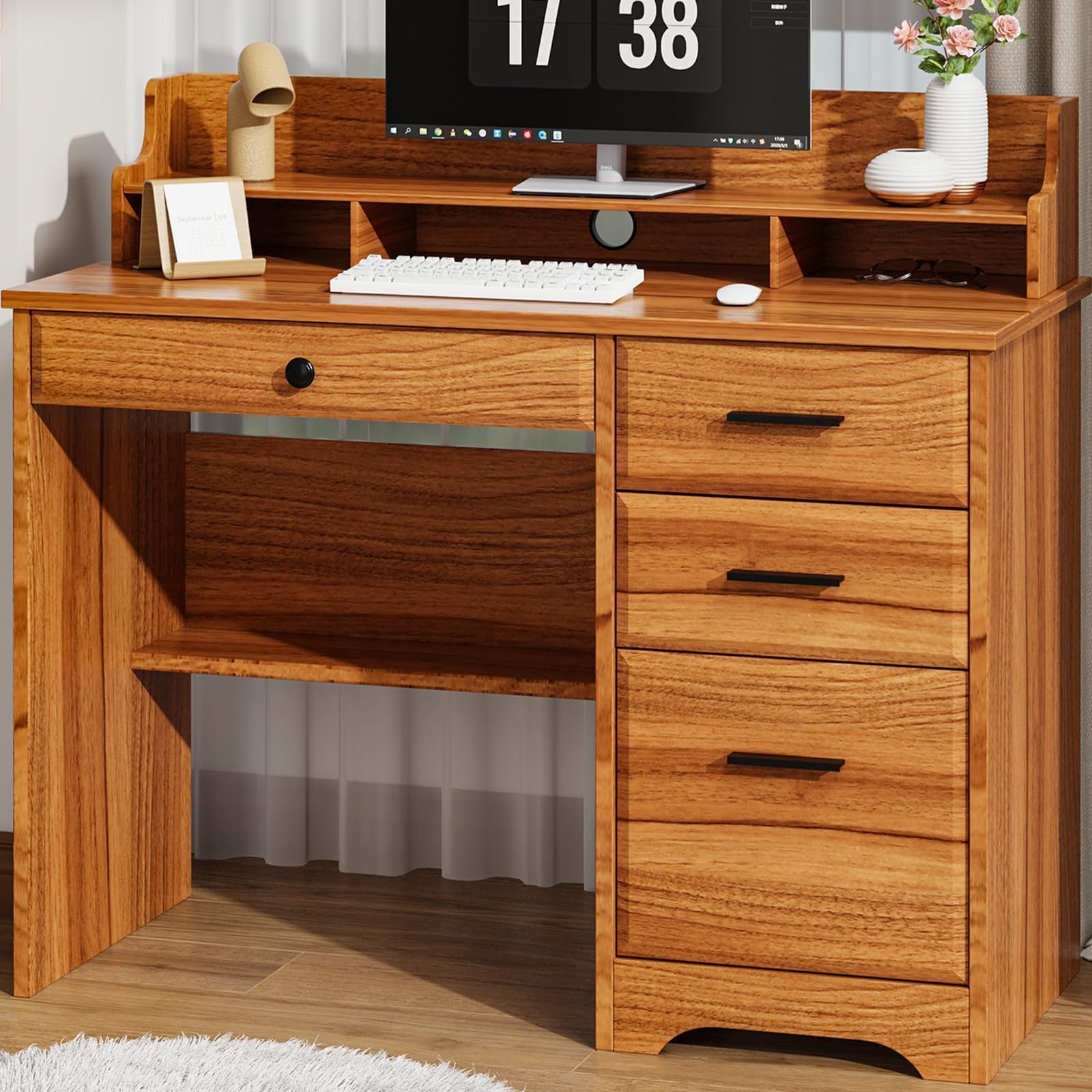 Amazon.com: 4 EVER WINNER Computer Desk with Drawers, 44 Inch Farmhouse ...