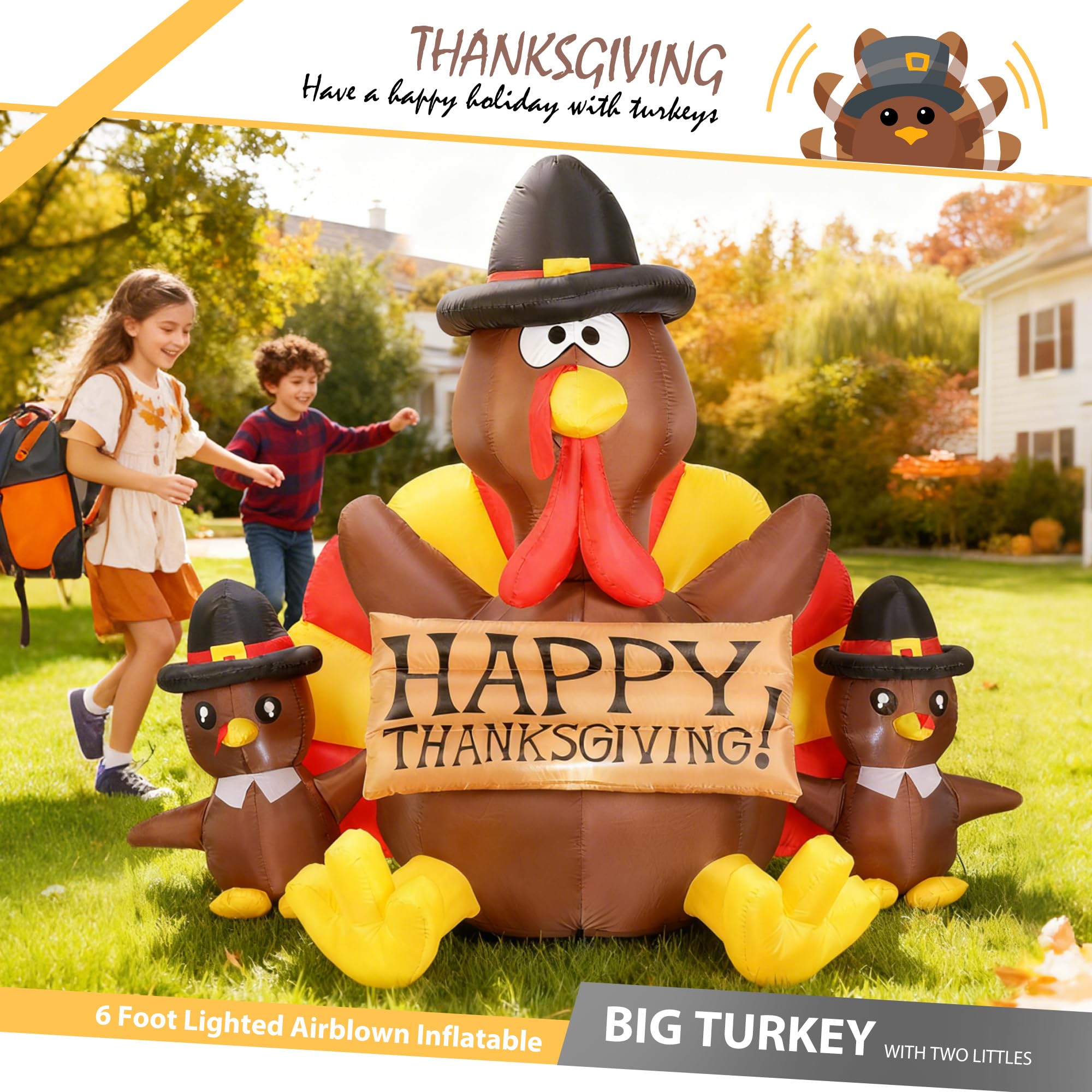 Snapklik.com : 6ft Height Happy Thanksgiving Inflatable LED Lighted ...