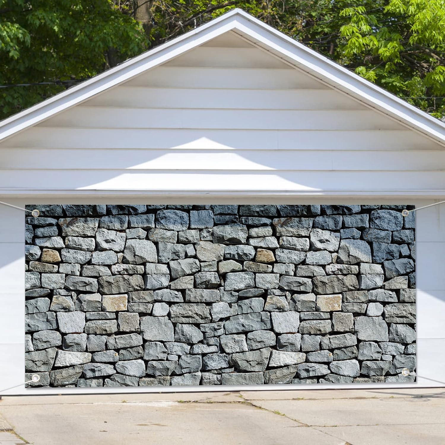 Amazon.com : Stone Wall Backdrop Large Garage Door Backdrop Vintage ...