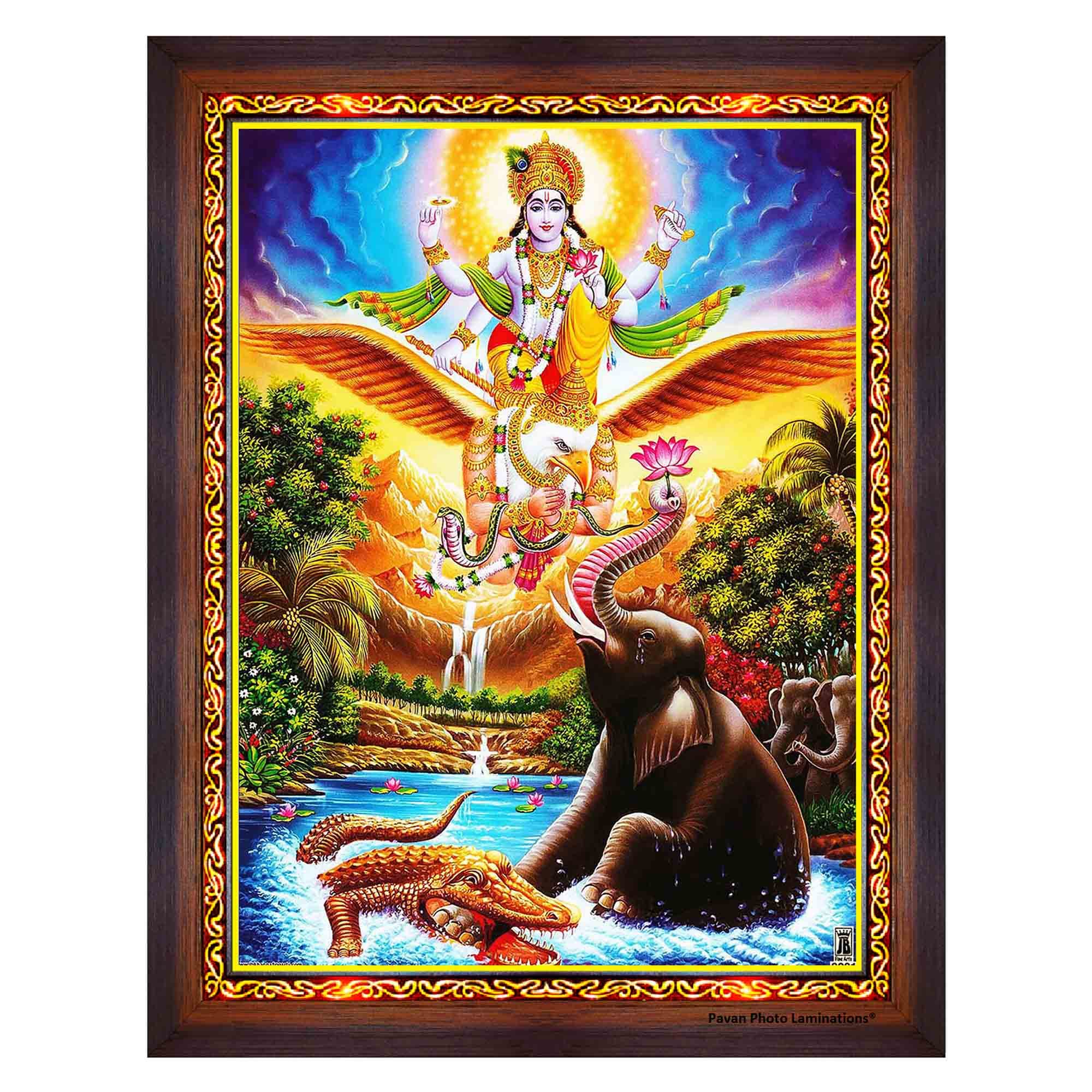 Buy Pavan Photo Laminations, Lord Maha Vishnu Srinivasa Gajendra Moksha ...