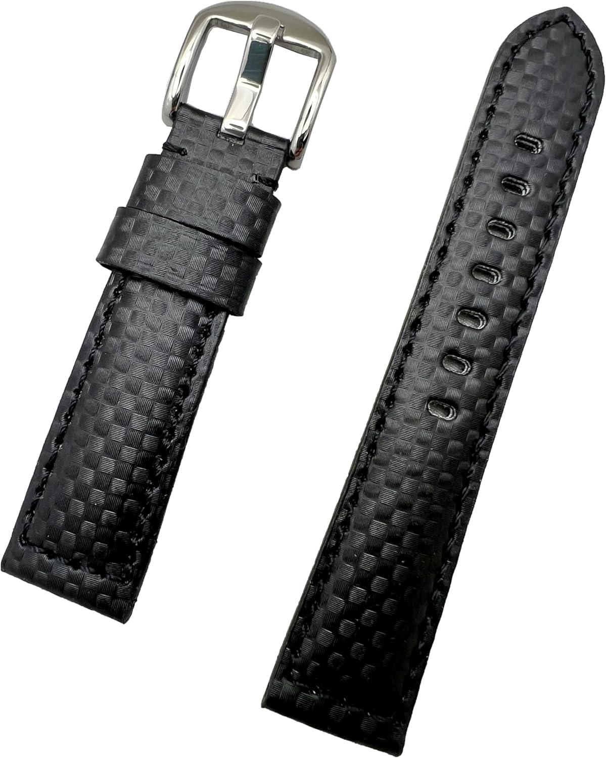 Amazon.com: NewLife 20mm Black Carbon Fiber Leather Watchband | High ...