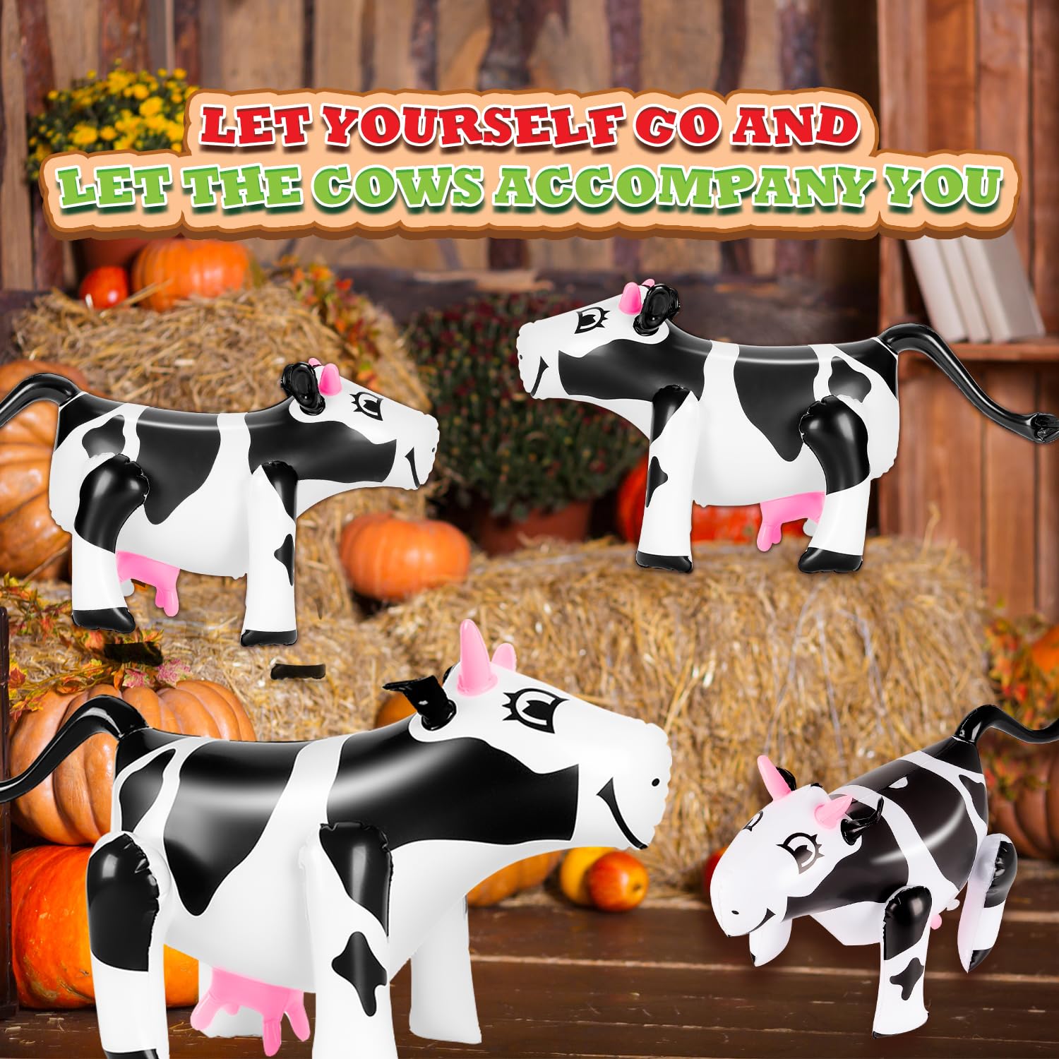 Snapklik.com : Inflatable Cow 20", 8Pcs Farm Blow Up Animals For Rodeo ...