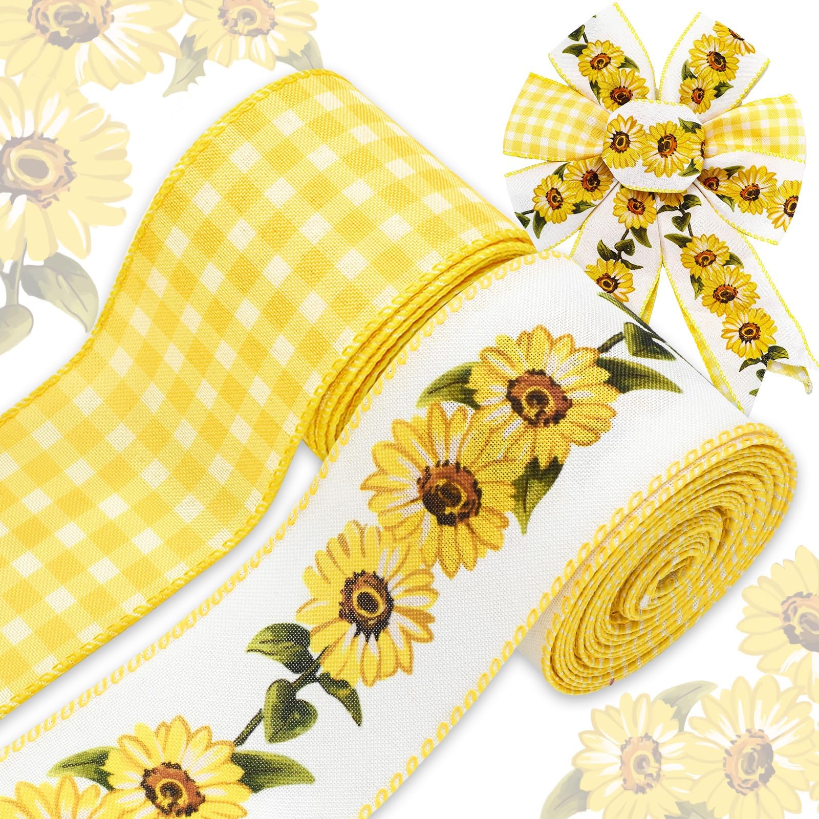 Amazon.com: Sunflower Canvas Wired Edge Ribbon, 2.5 Inches x 10 Yards ...