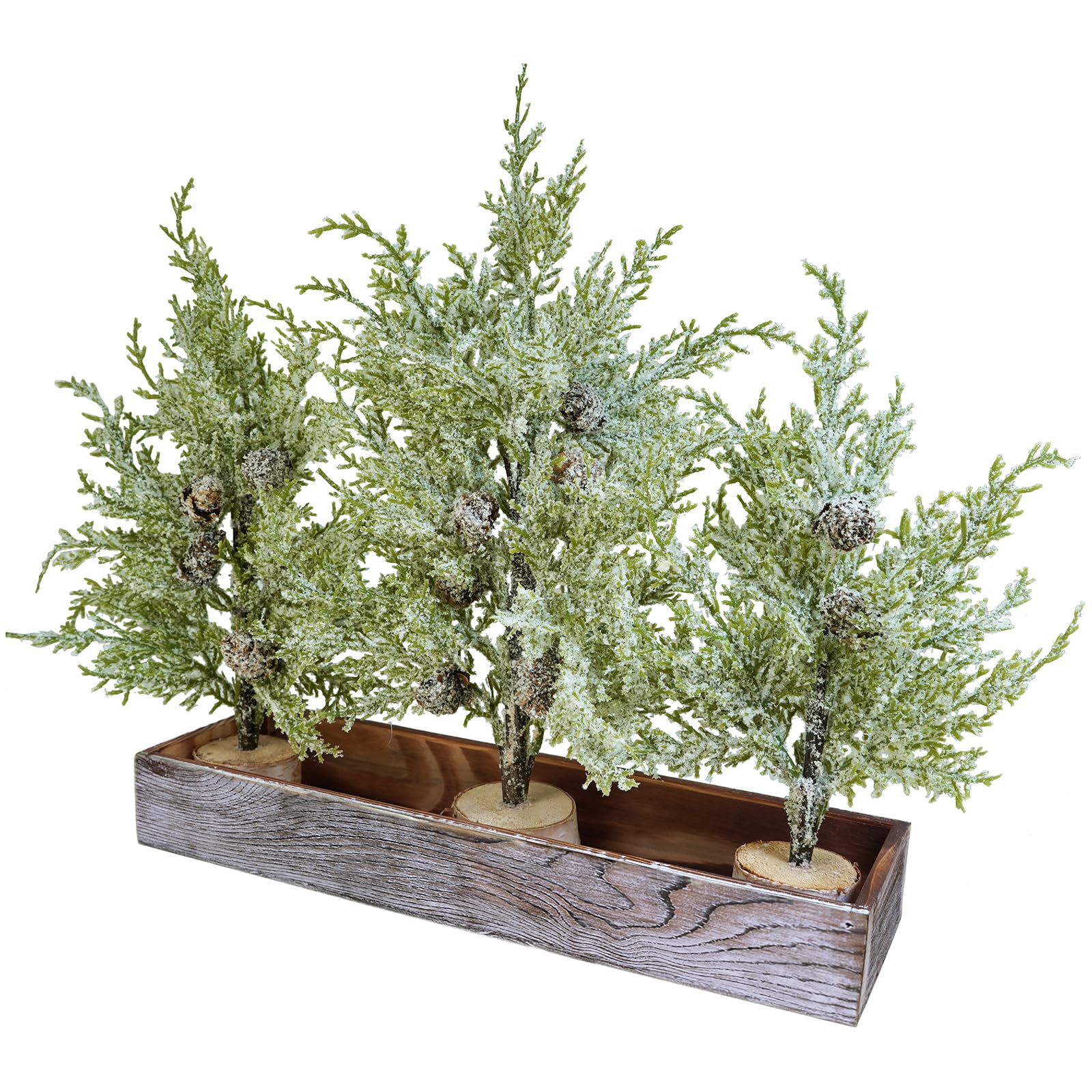 Amazon.com: Winlyn 3 Pack Snowy Mini Cedar Trees with Pinecones and ...