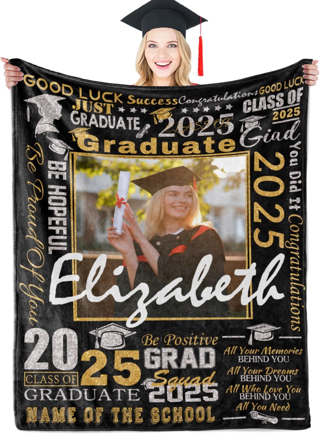 Amazon.com: DIYKST Personalized Graduation Blanket 2025 Custom Name ...