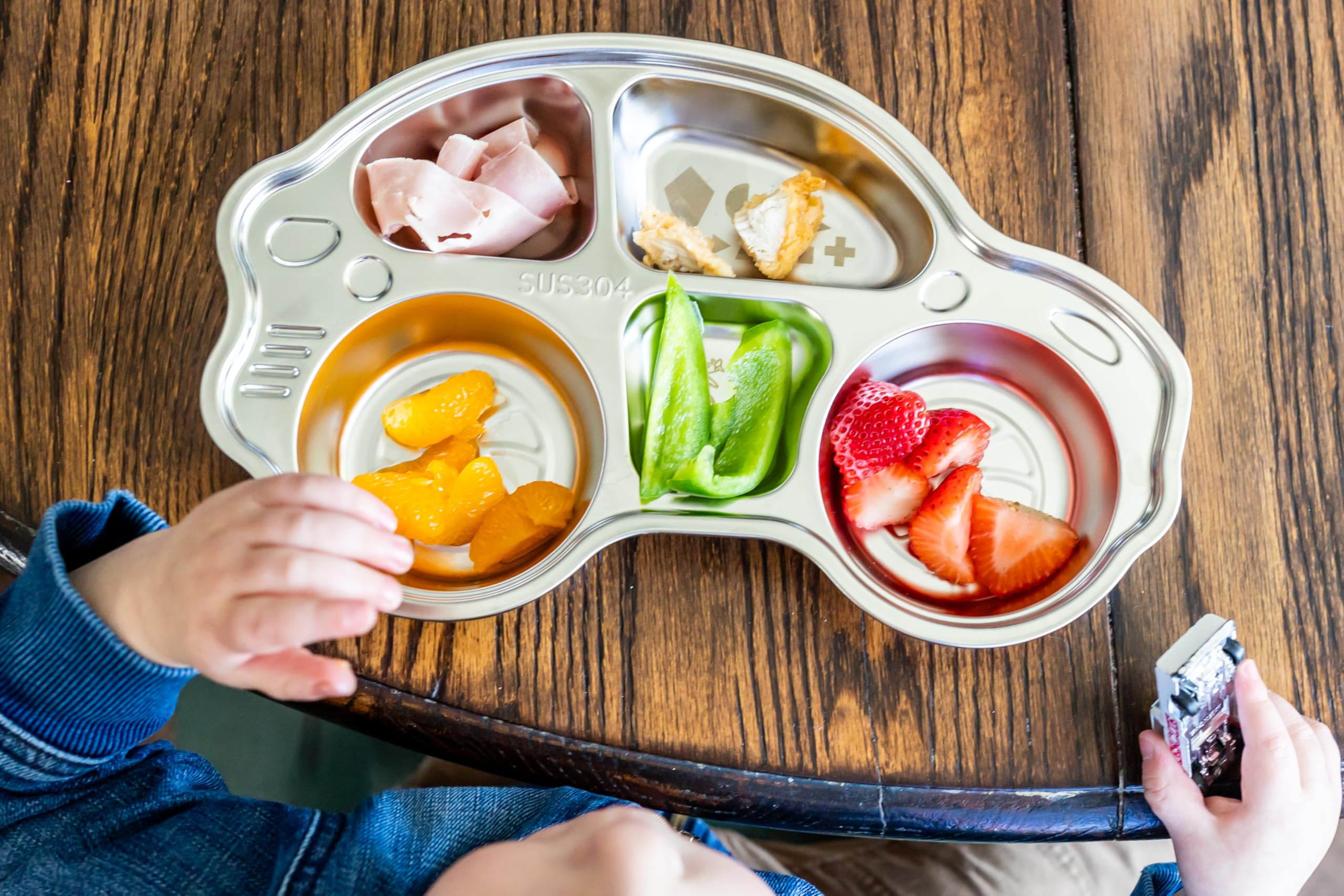 Amazon.com: Stainless Steel Kids Plate (Divided Round) 304 Stainless ...