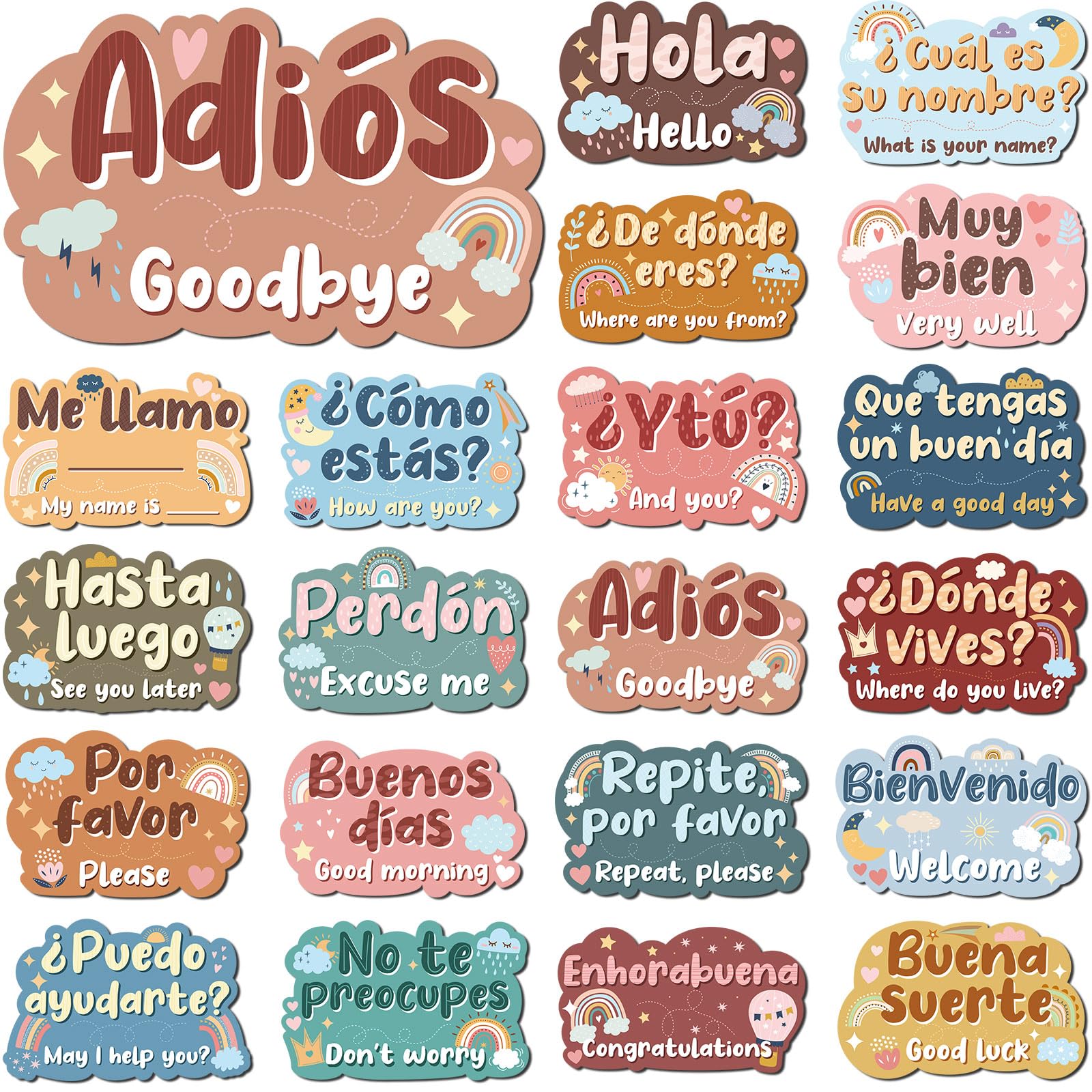 Snapklik.com : Pasimy 20 Pcs Spanish Posters Spanish Phrases Classroom ...