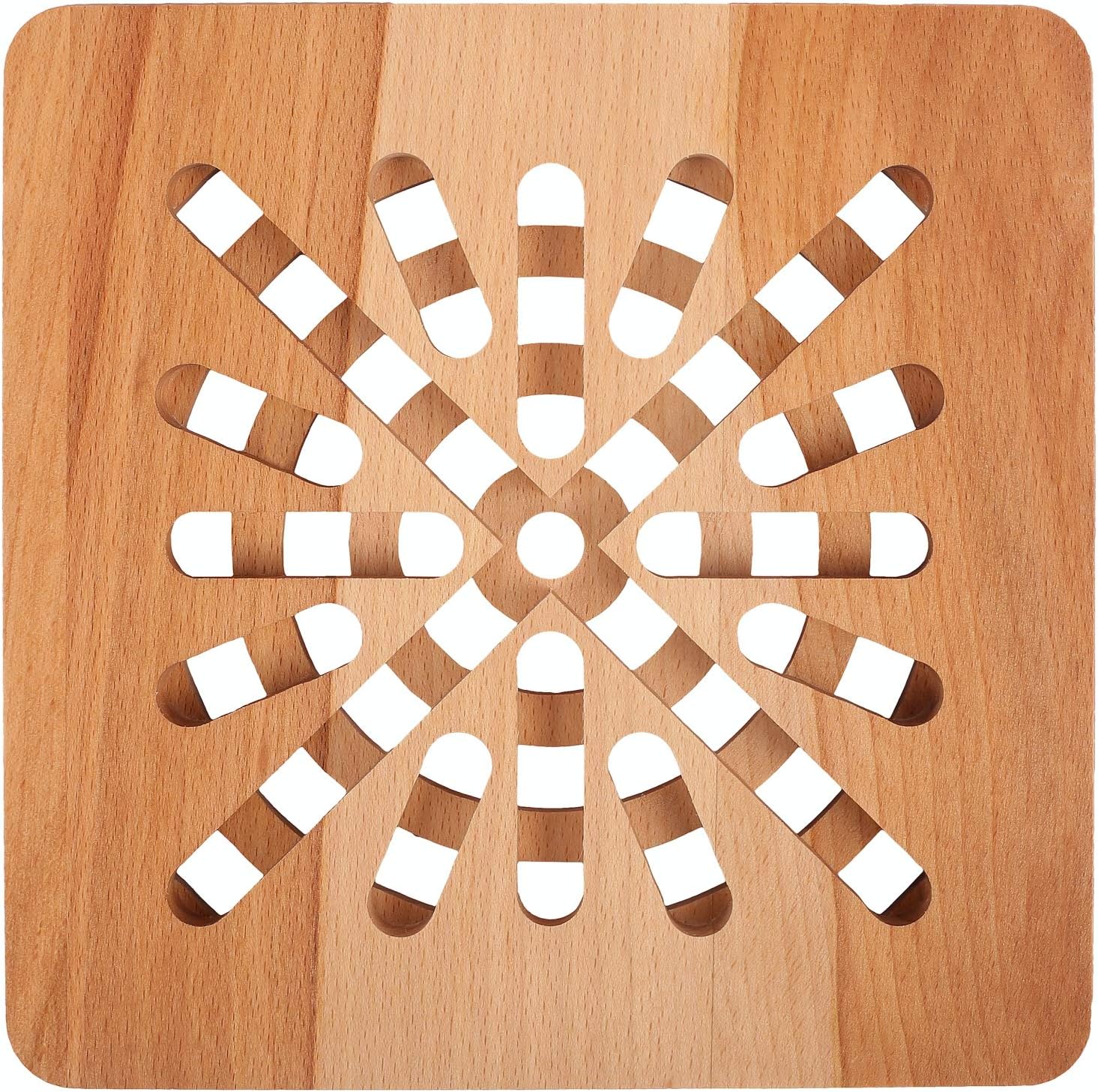 Creative Home Square Wooden Hot Pot Stand Pan Trivet | 19.5 x 19.5 x 1. ...