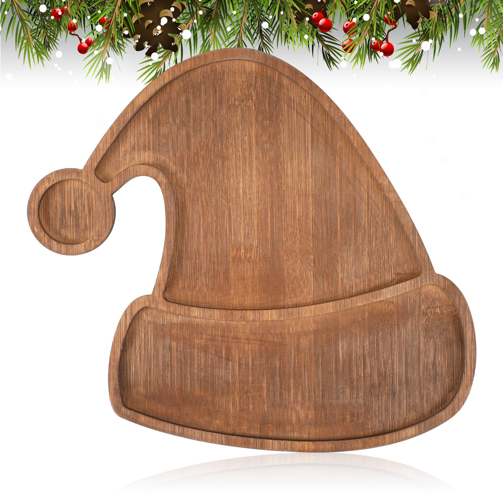 Amazon.com: Maxcheck Christmas Wood Serving Tray Santa Hat Shaped ...