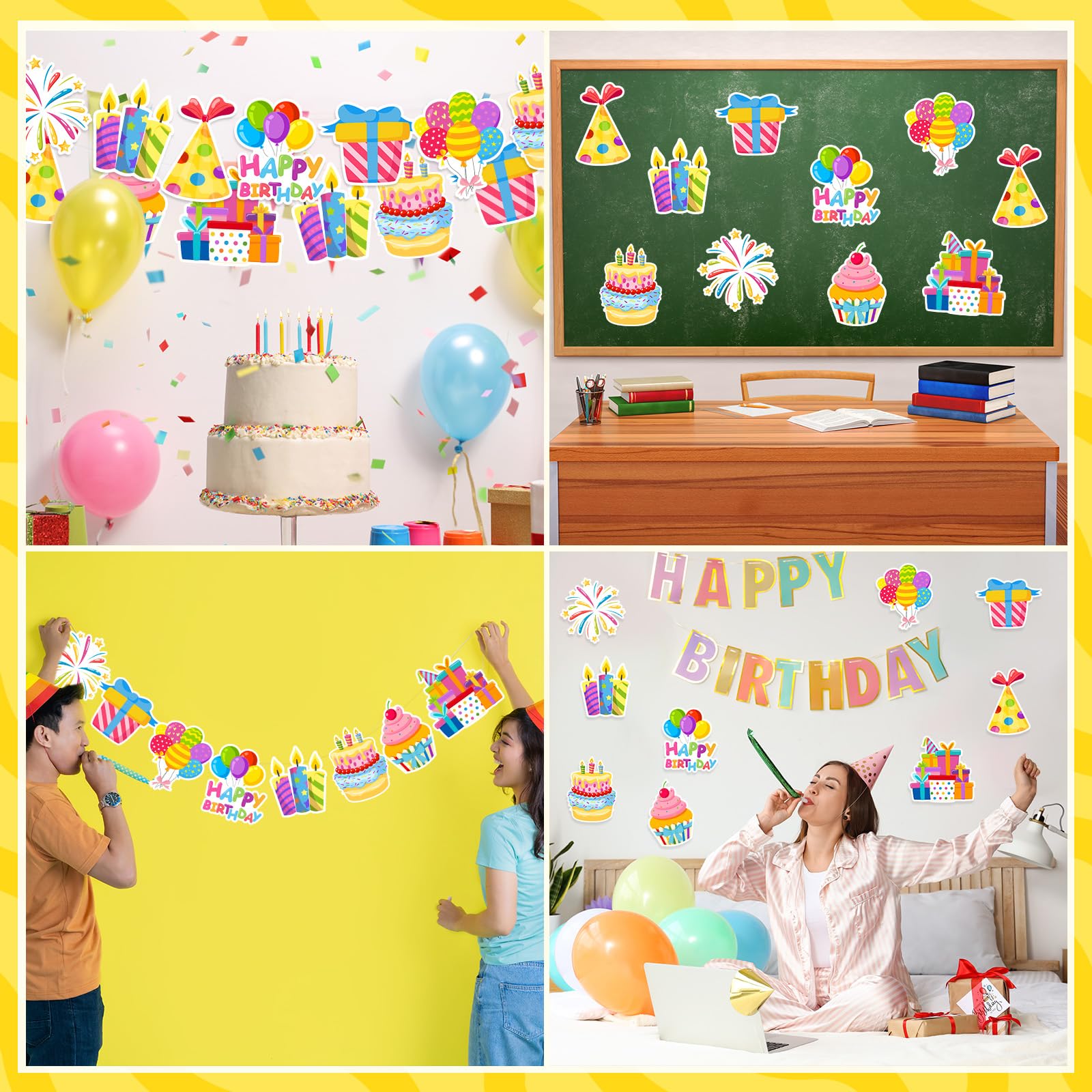 Snapklik.com : 45 Pcs Birthday Party Cutouts Happy Birthday Paper Cuts ...