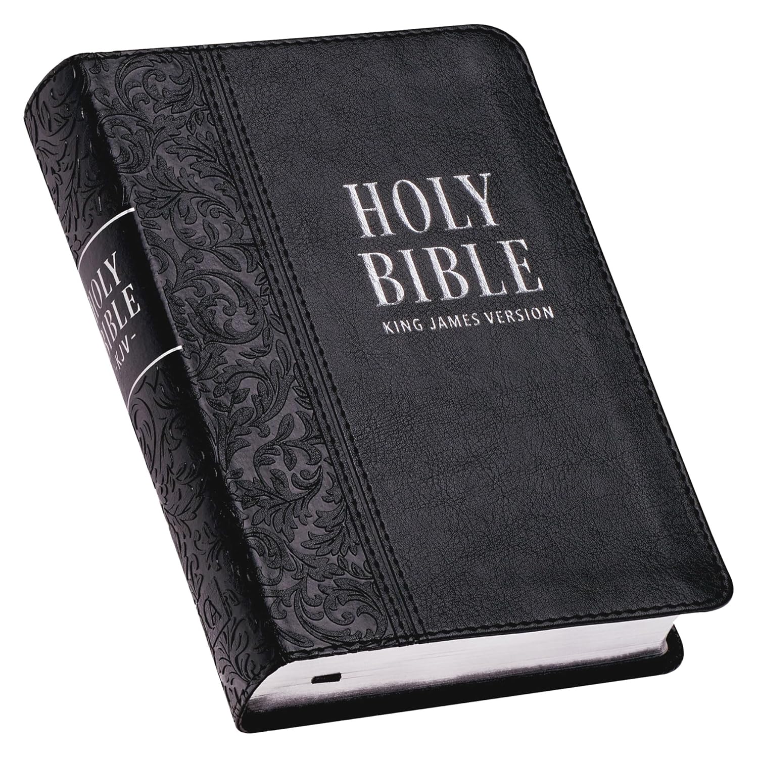 KJV Holy Bible, compacta, de piel sintética con estampado grande ...