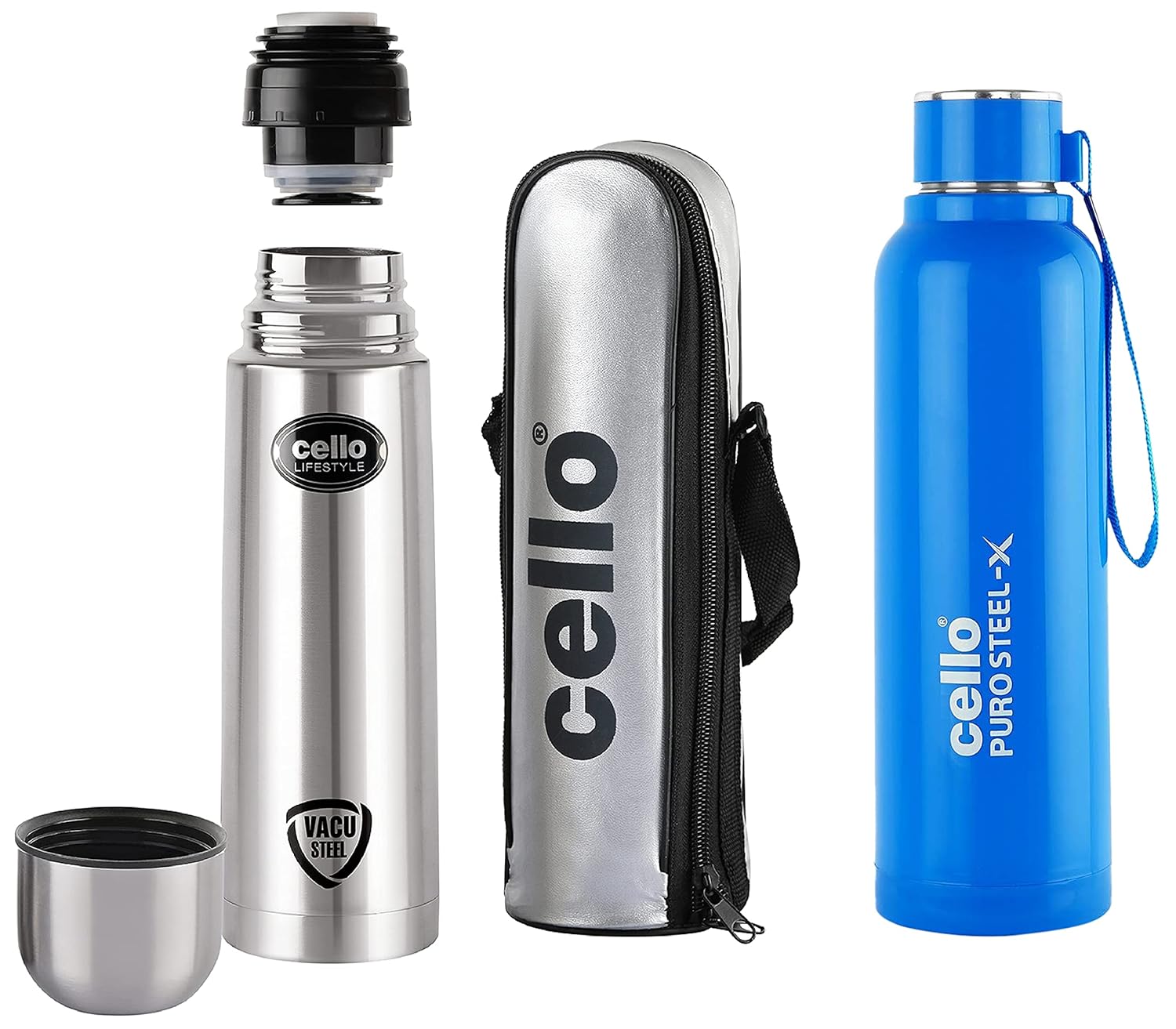 Cello Life Style Insulated Flask, 500ml&Cello Puro Steel-X Benz ...
