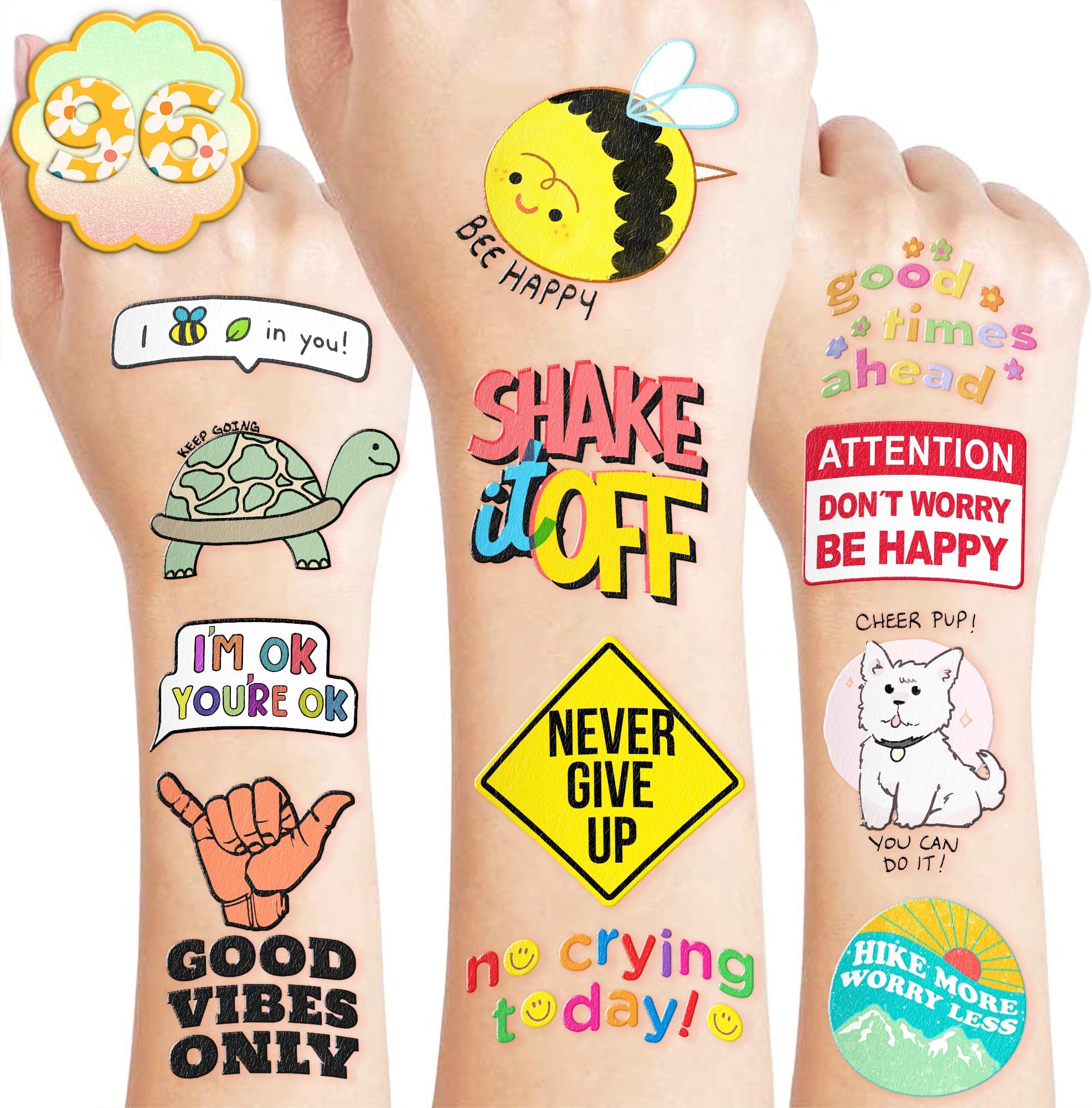 Amazon.com : 96PCS Motivational Pre-Cut Temporary Tattoos ...