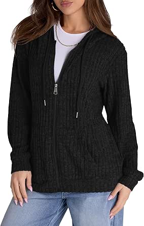 Witsmile Zip Up Hoodie Women Oversized Sweatshirt Long Sleeve 2026 Fall ...