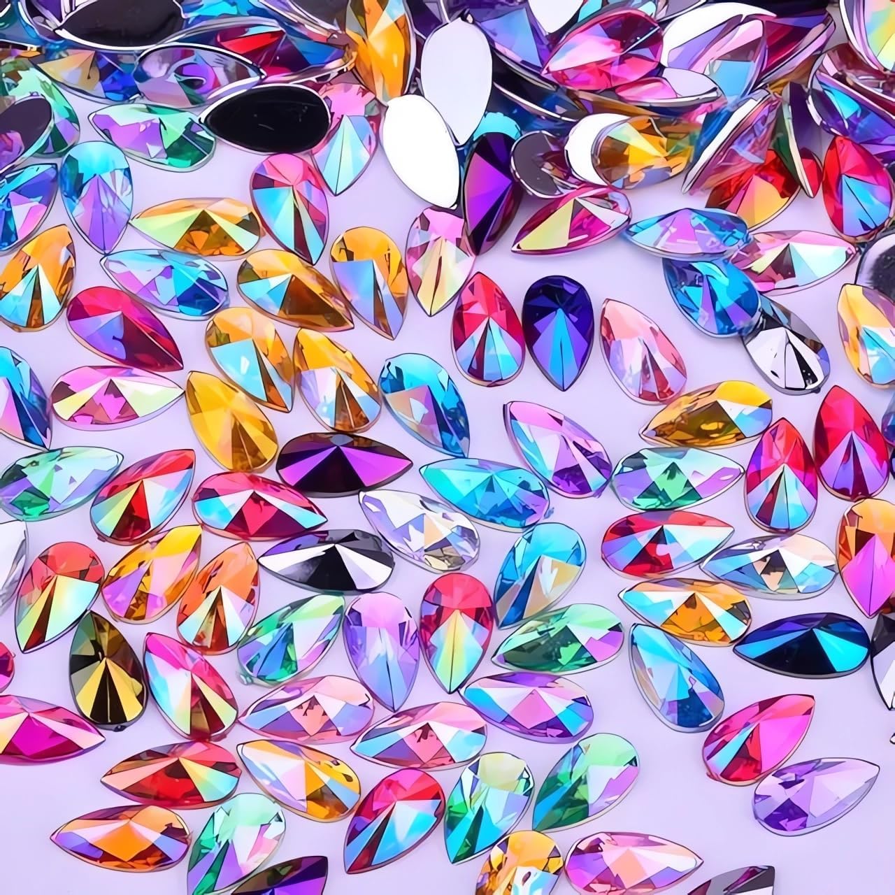 Amazon.com: UYTRDVG 300Pcs Flatback AB Rhinestones Water-Drop Shapes ...