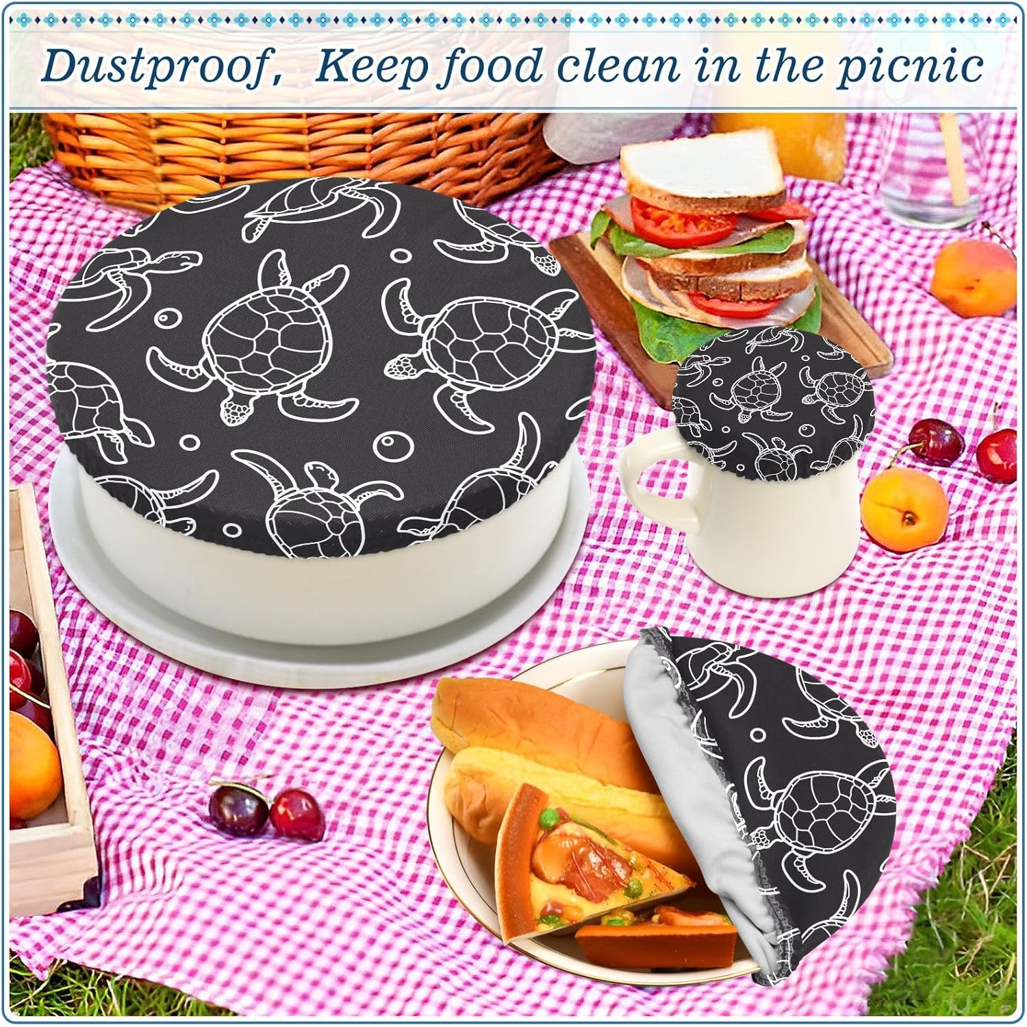 Turtles 5PCS Reusable Elastic Bowl Covers for Food Storage Stretch ...