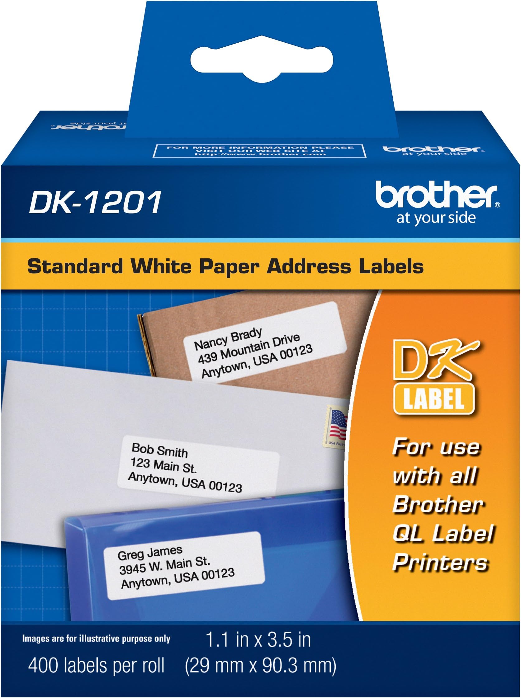 Amazon.com : Brother Genuine DK-1204 Multipurpose Paper Label Roll, 400 ...