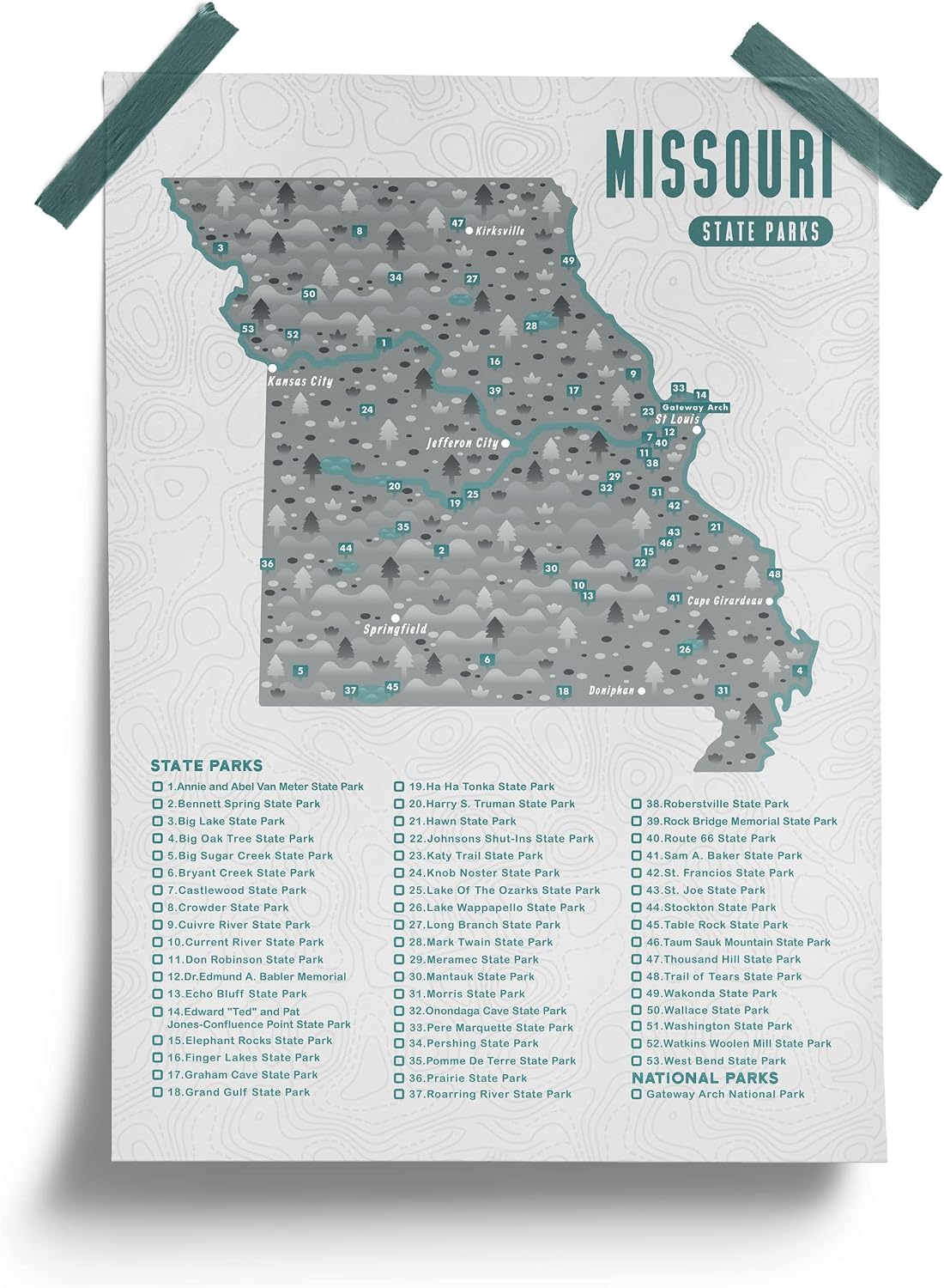 Amazon.com: Done by Alex Missouri State Park Map - Checklist : Office ...