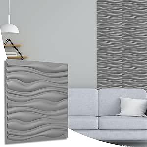 NOVECRAFTO Wave Effect 3D Wall Panels - 6 Sheets Covering 1.5 sqm | 16. ...