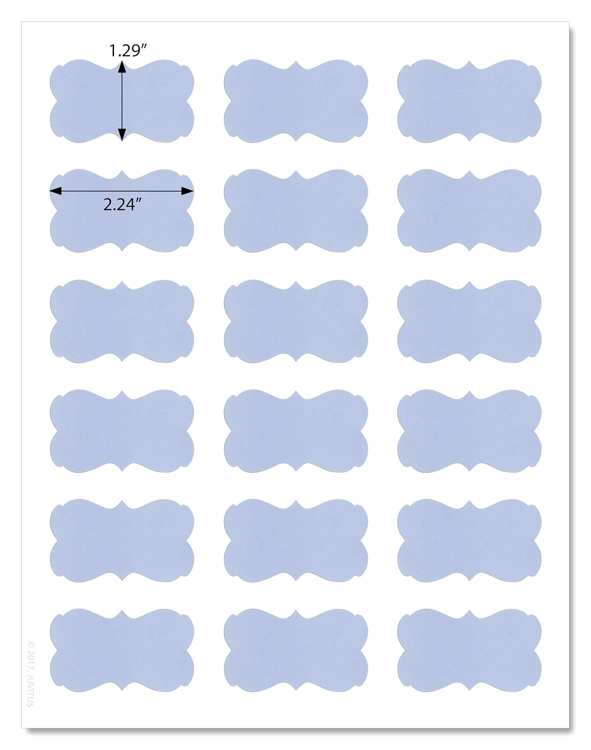 Decorative Light Blue Semi-Rectangle Labels, 2.24 x 1.29 inches, with ...