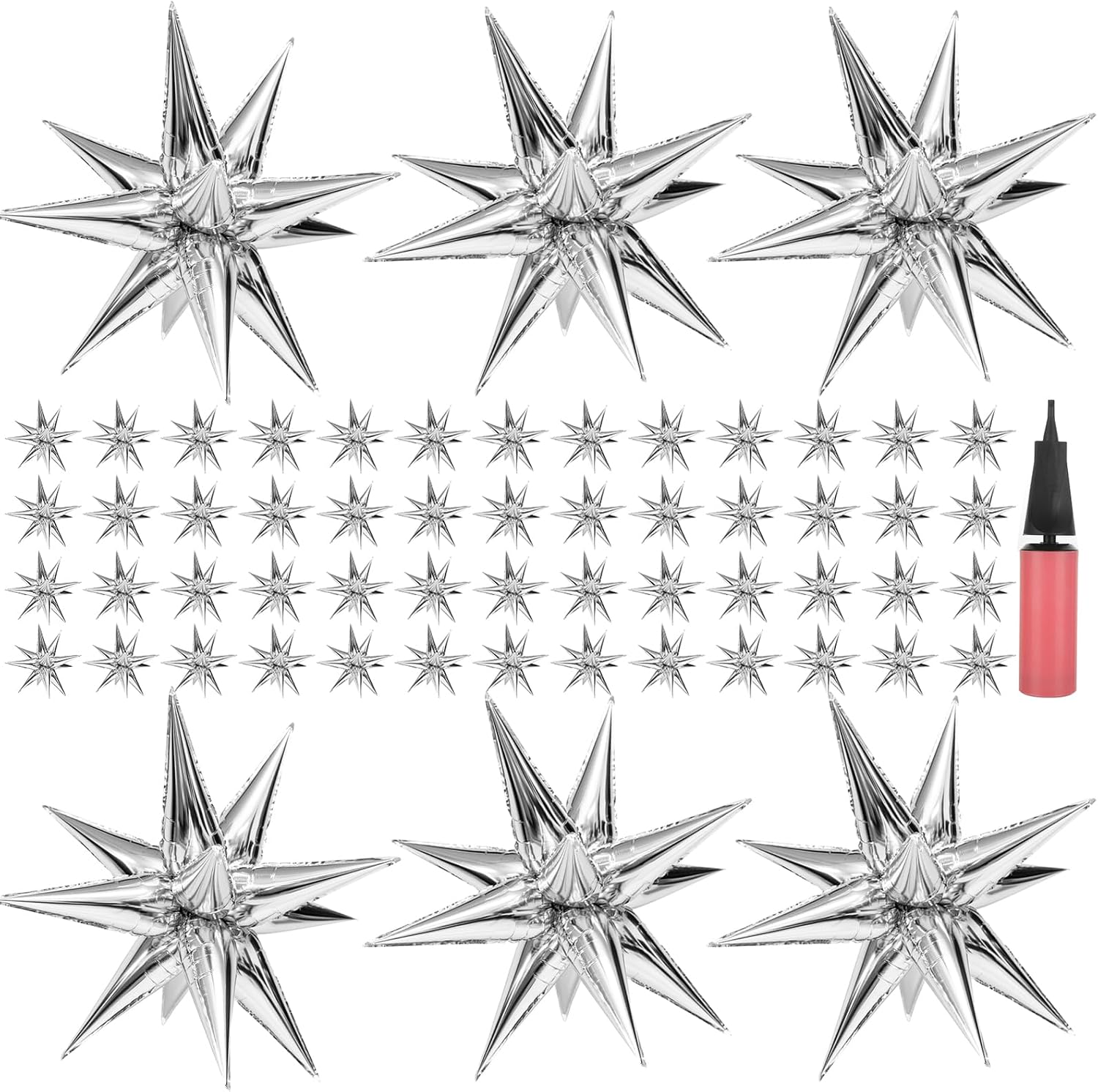 Amazon.com: Oungy 150 PCS Silver Mylar Starburst Balloons 12 Point Star ...