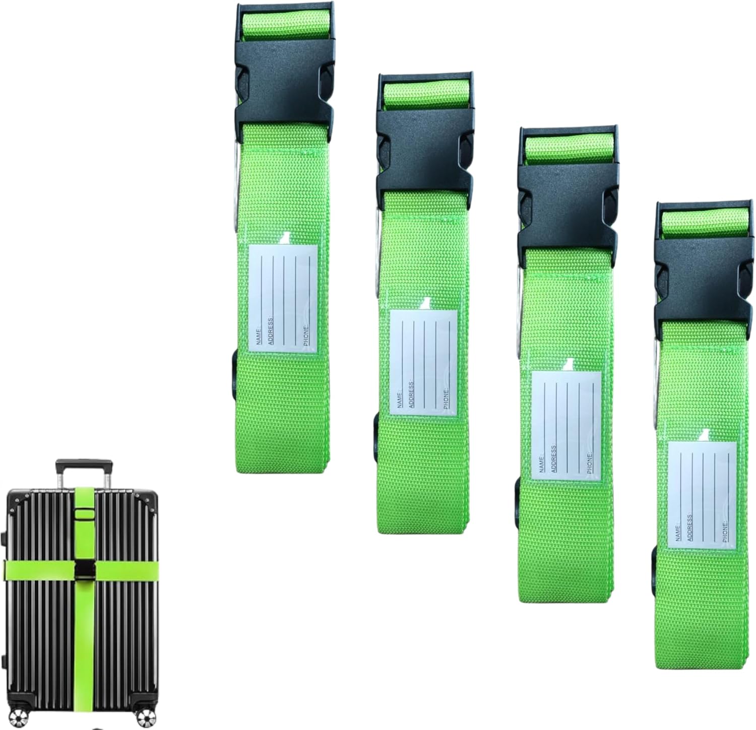 ALTIJARAT INT - 5/220 CM Polypropylene Green - 4 Pcs Suitcase Straps ...
