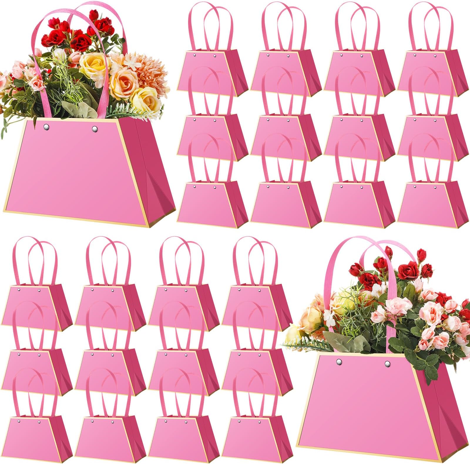 Amazon.com: Sabary 24 Pcs Kraft Paper Flower Gift Bags Bouquet Bags ...