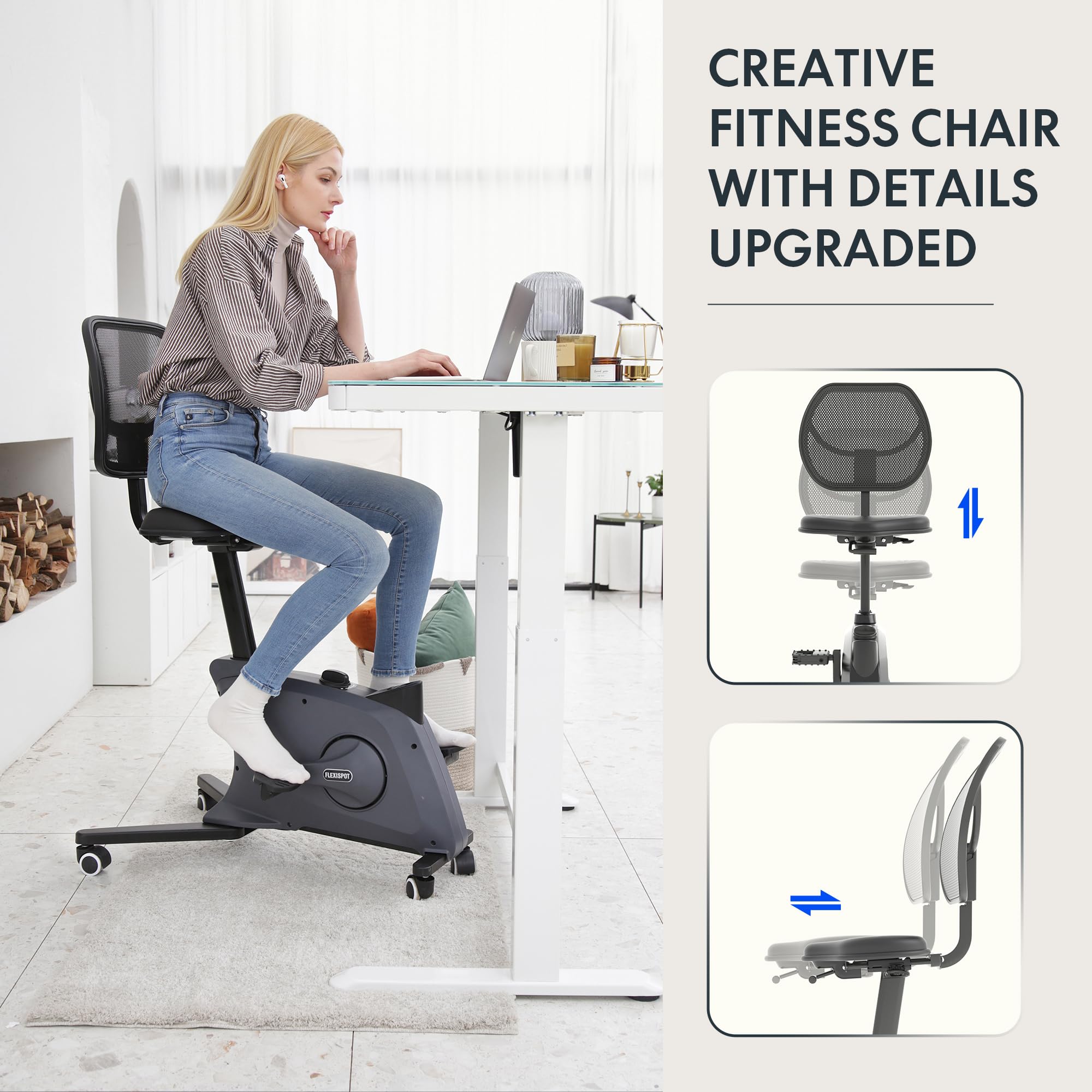 Snapklik.com : FLEXISPOT Adjustable Exercise Bike Home Office Desk Chairs